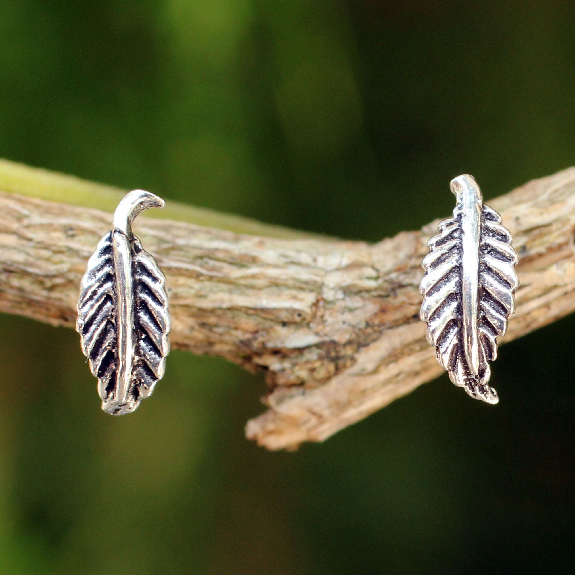 NOVICA Whispering Leaves Silver Leaf Theme Earrings | GreaterGood