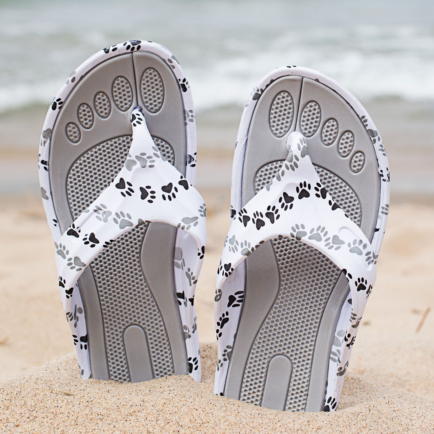 Women's Walking Paws Flip Flops | Paw Print Sandals | GreaterGood