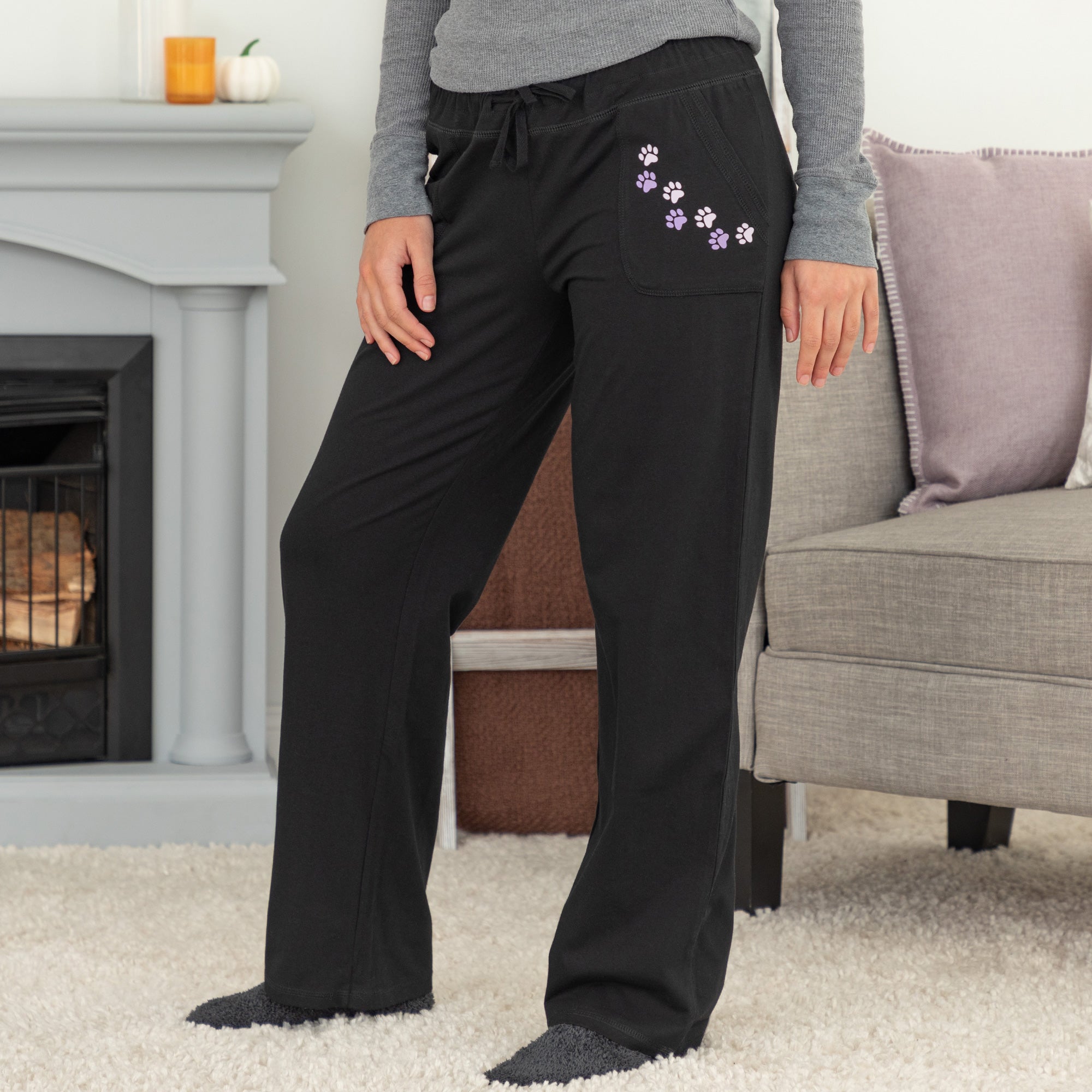 Paw Print Casual Pants with Pockets | GreaterGood