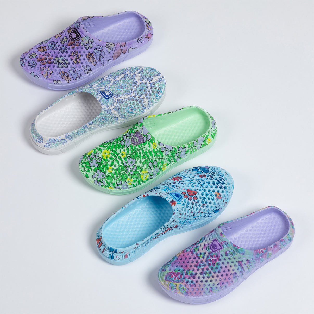Women's Colorful Paw Print Lightweight Slip-On Clogs | GreaterGood