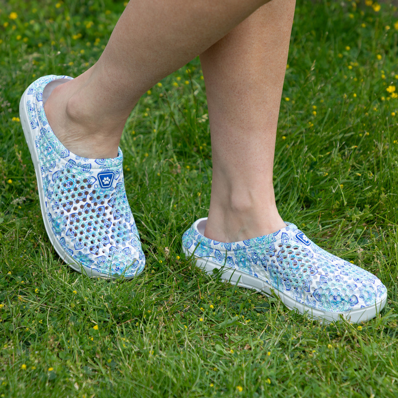 Women's Colorful Paw Print Lightweight Slip-On Clogs | GreaterGood