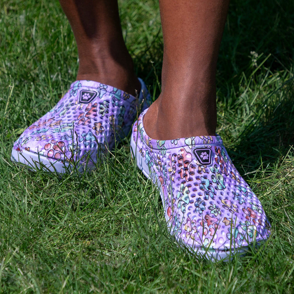 Women's Colorful Paw Print Lightweight Slip-On Clogs | GreaterGood