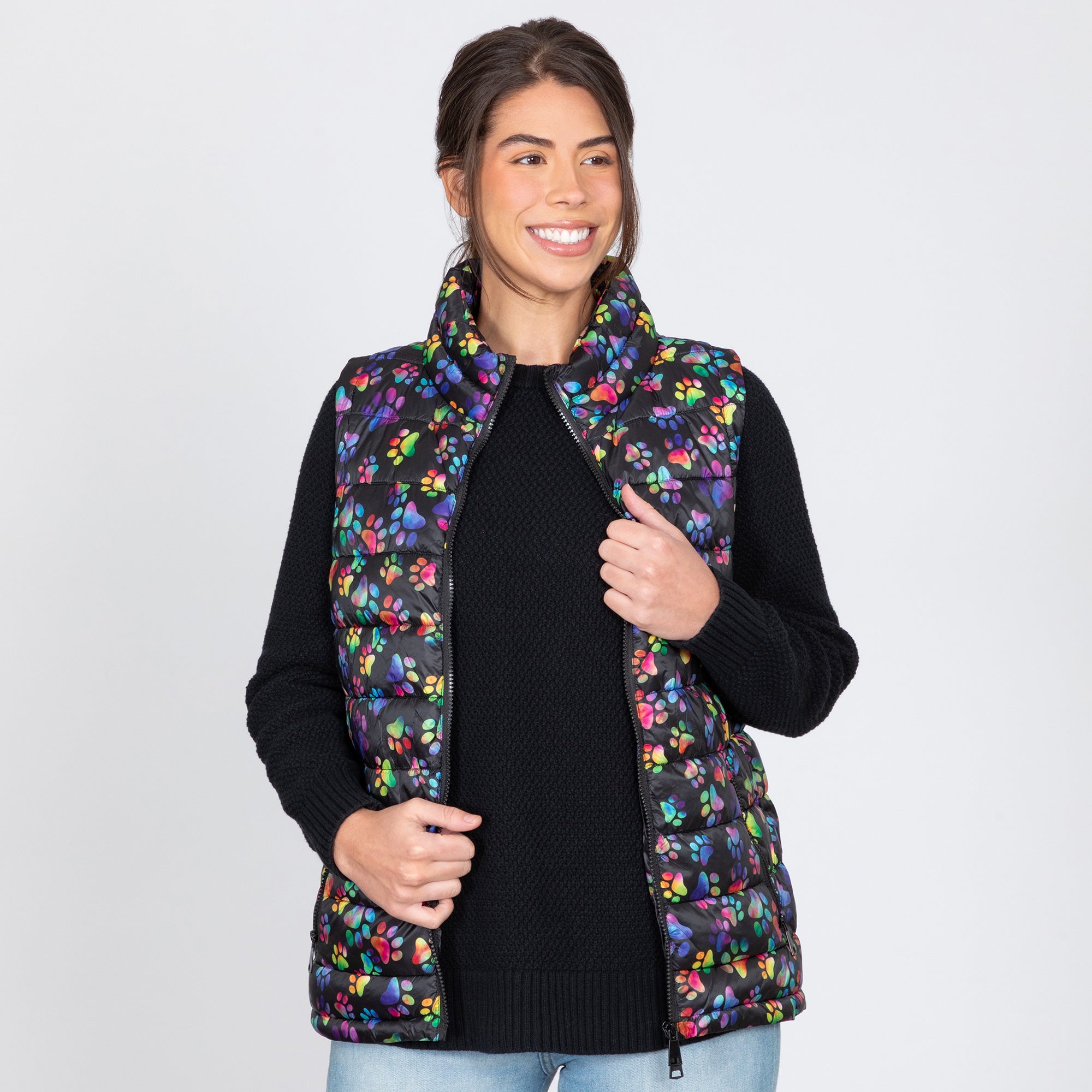 Bold & Bright Paws Quilted Nylon Vest | GreaterGood