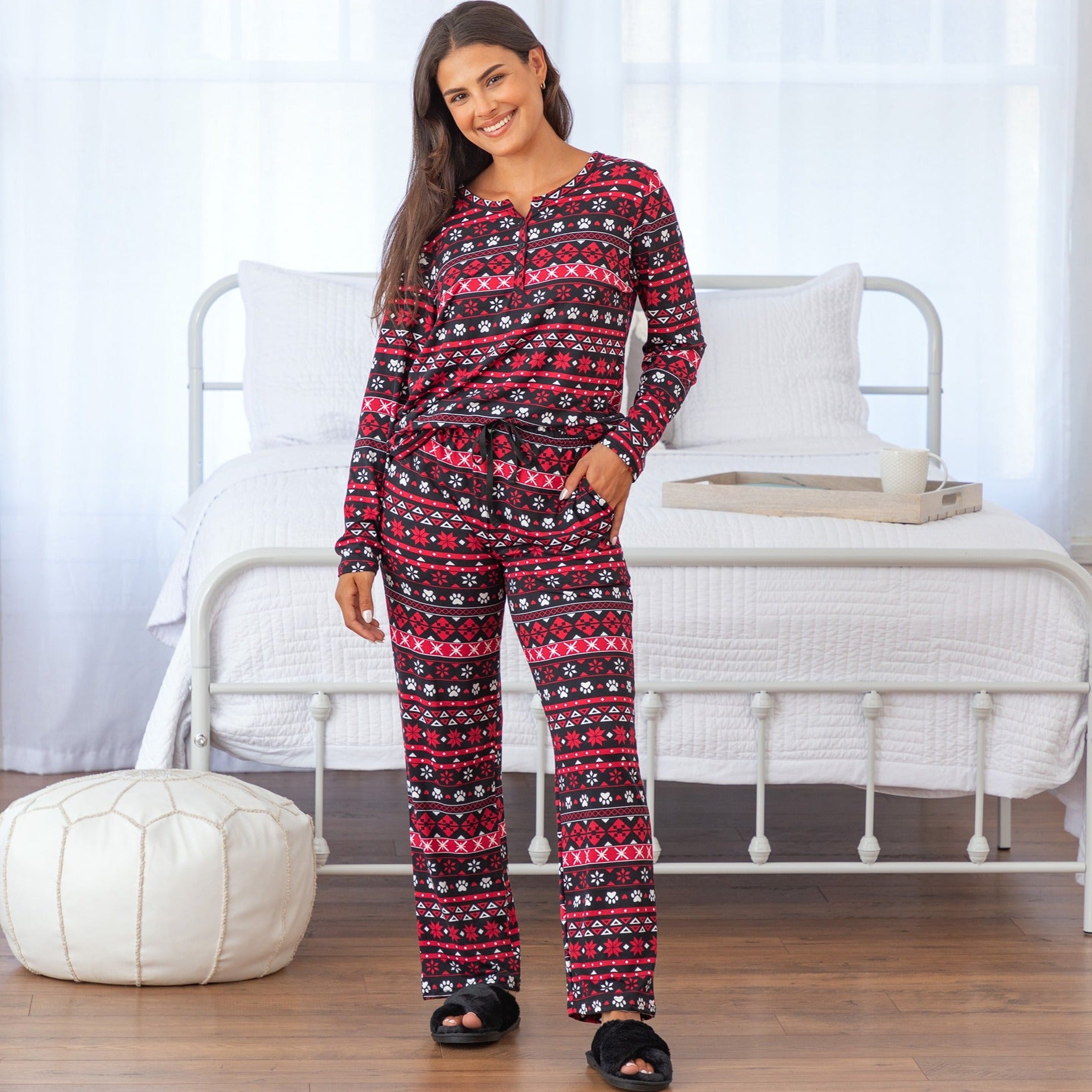 Traditional Nordic Paws Soft Touch Henley Pajama Set | GreaterGood