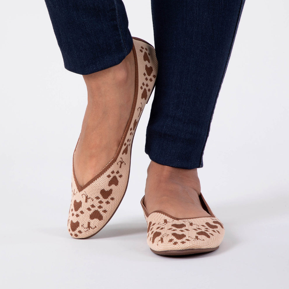 Women's Knit Paw Print Ballet Flats | GreaterGood