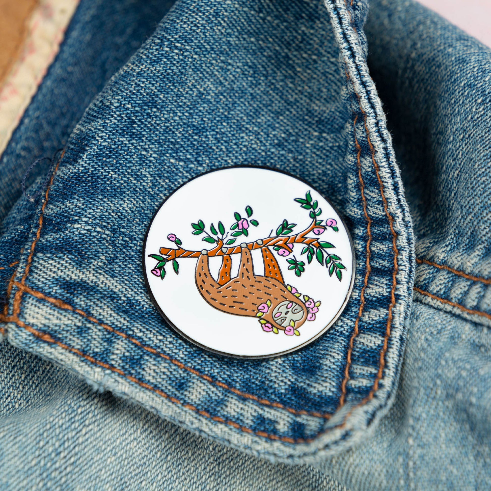 Hanging Out Sloth Enamel Pin | GreaterGood