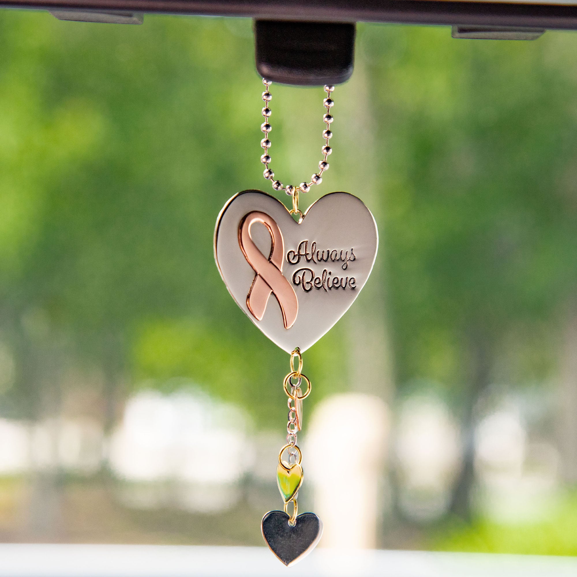 Always Believe Pink Ribbon Car Charm | GreaterGood