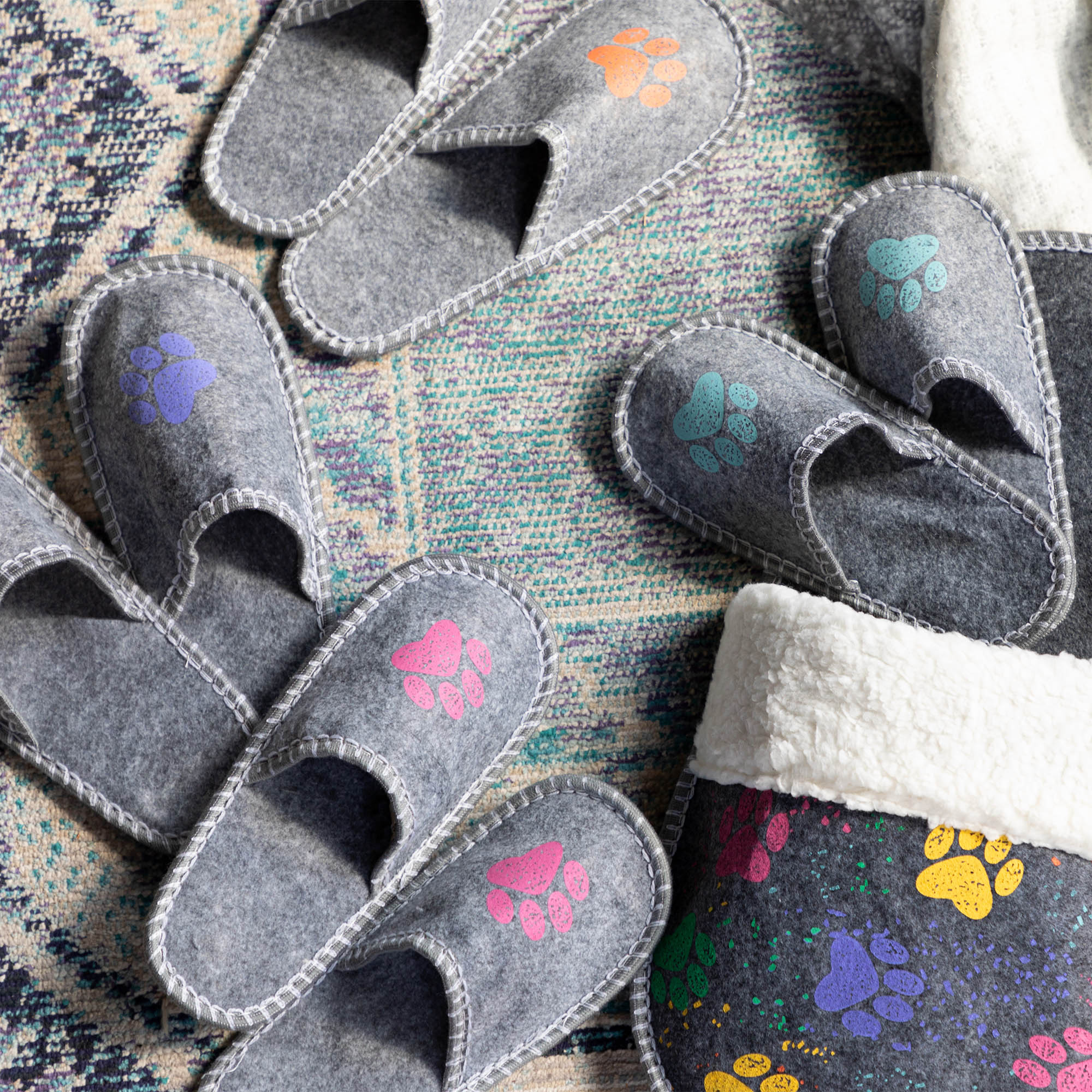 Paw Print Guest Slipper Set | GreaterGood