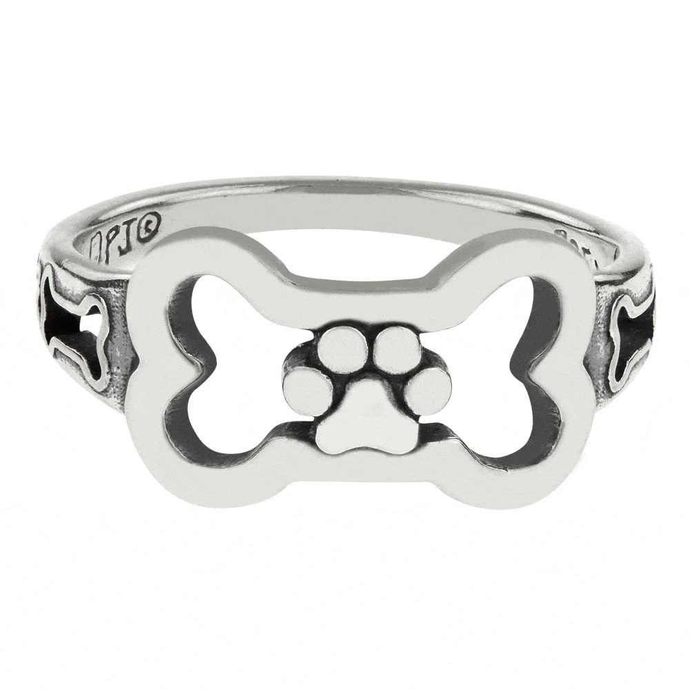 Recycled Sterling Give a Dog a Bone Ring | GreaterGood