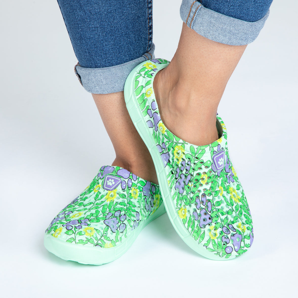 Women's Colorful Paw Print Lightweight Slip-On Clogs | GreaterGood