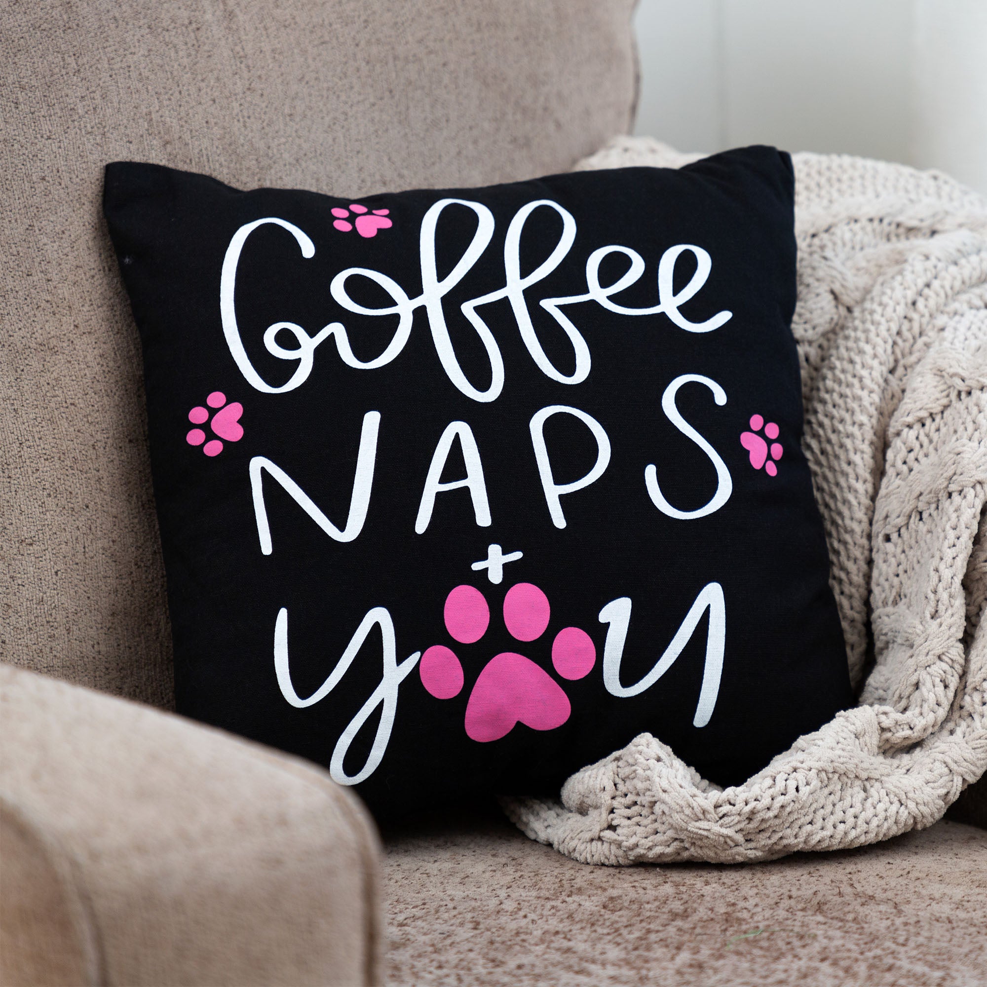 Coffee Naps & You Paw Accent Pillow | GreaterGood