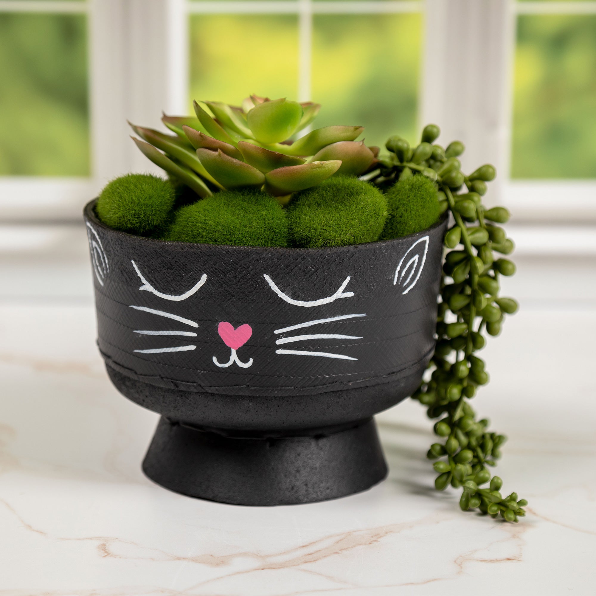 Hand Painted Upcycled Kitty Planter | GreaterGood