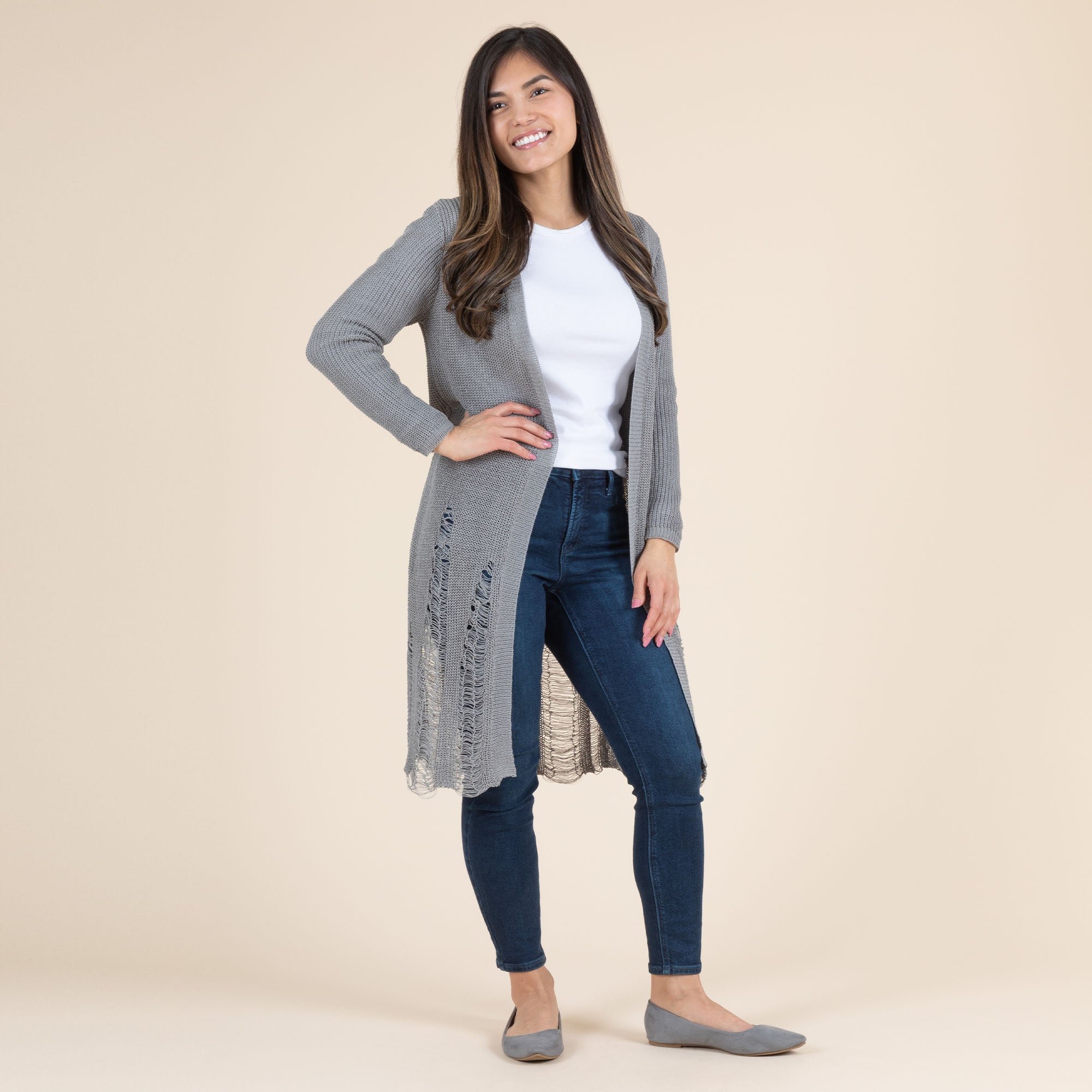 Distressed Long Cardigan | GreaterGood