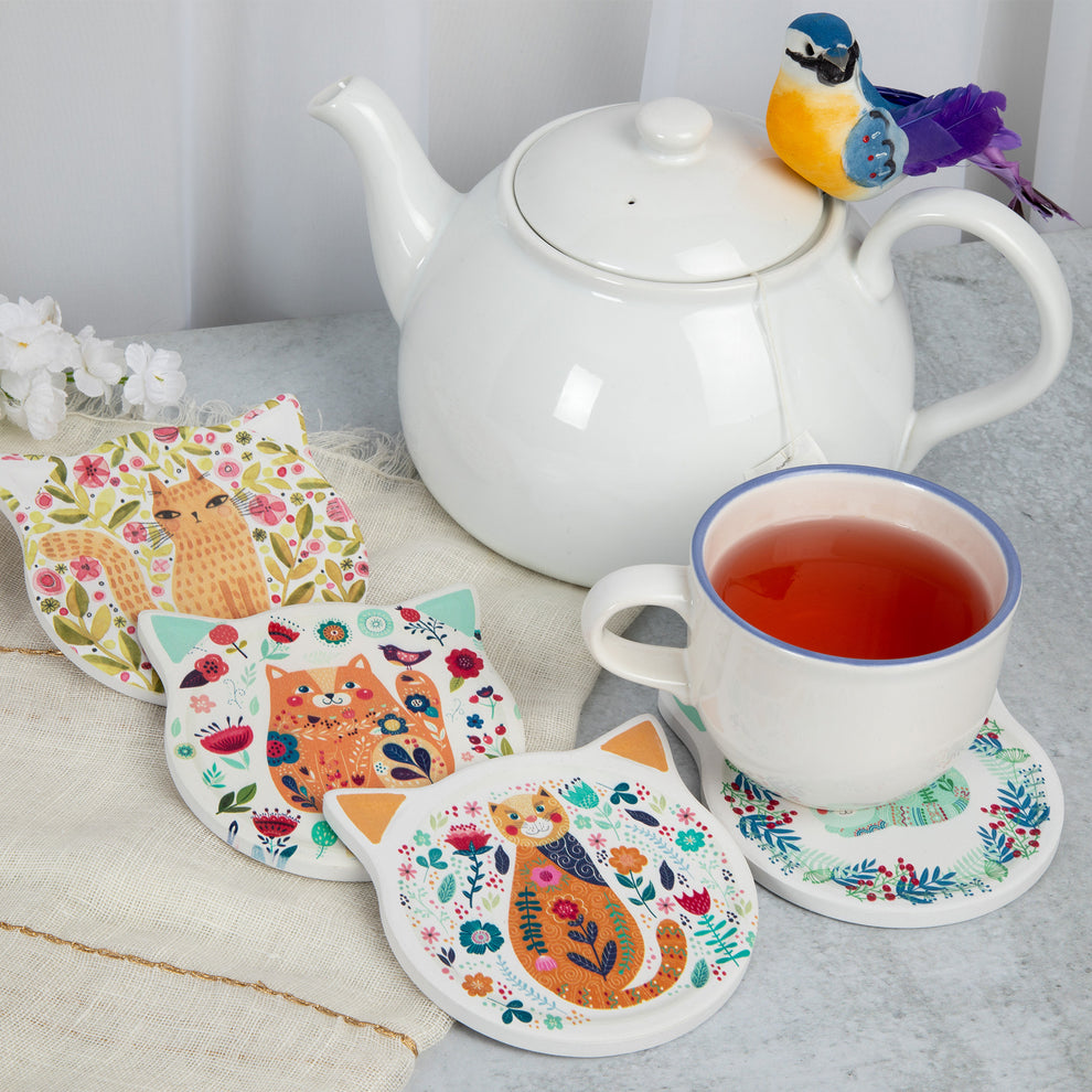 Cat Beauty Water Absorbent Coasters - Set of 4 | GreaterGood