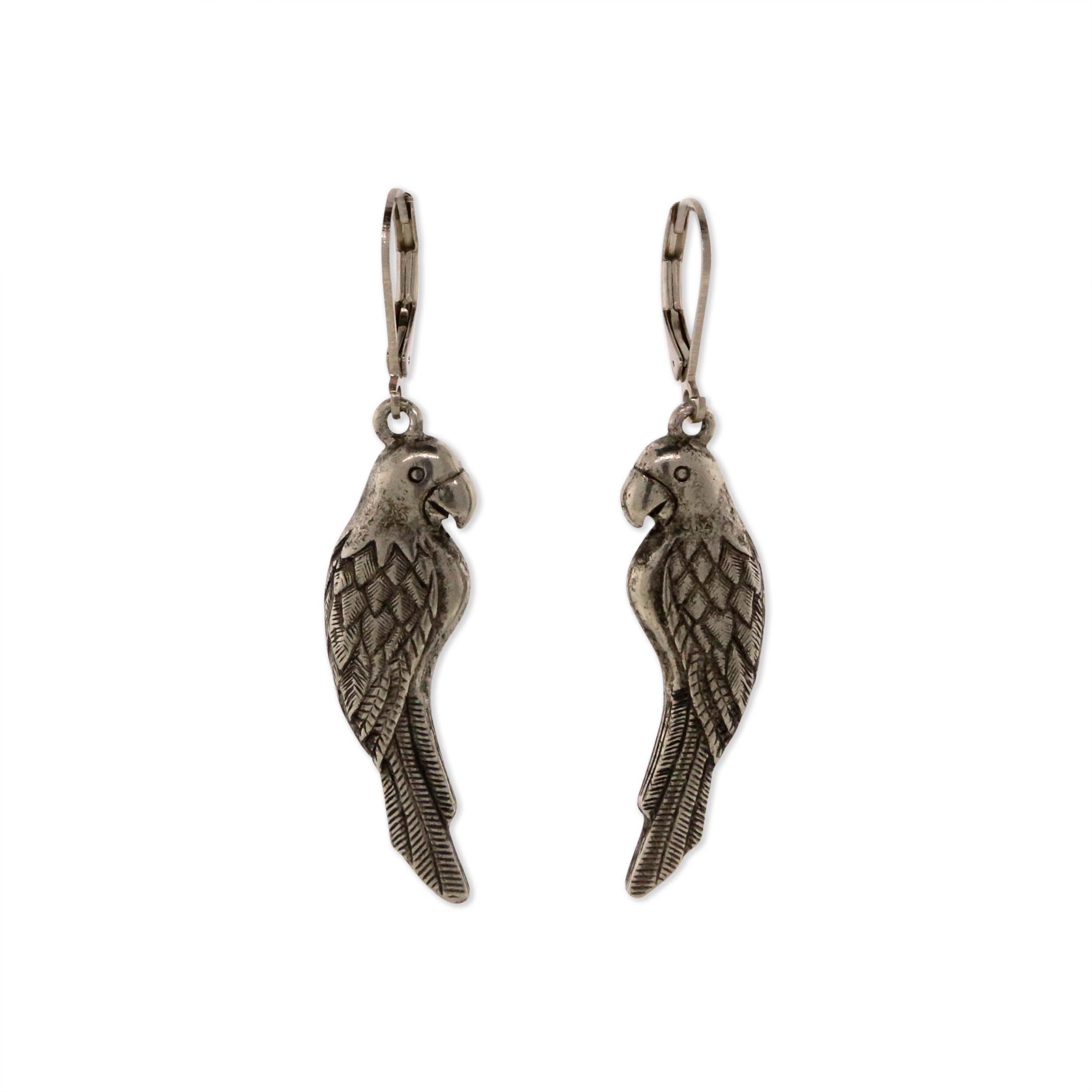 Pewter Parrot Earrings | GreaterGood