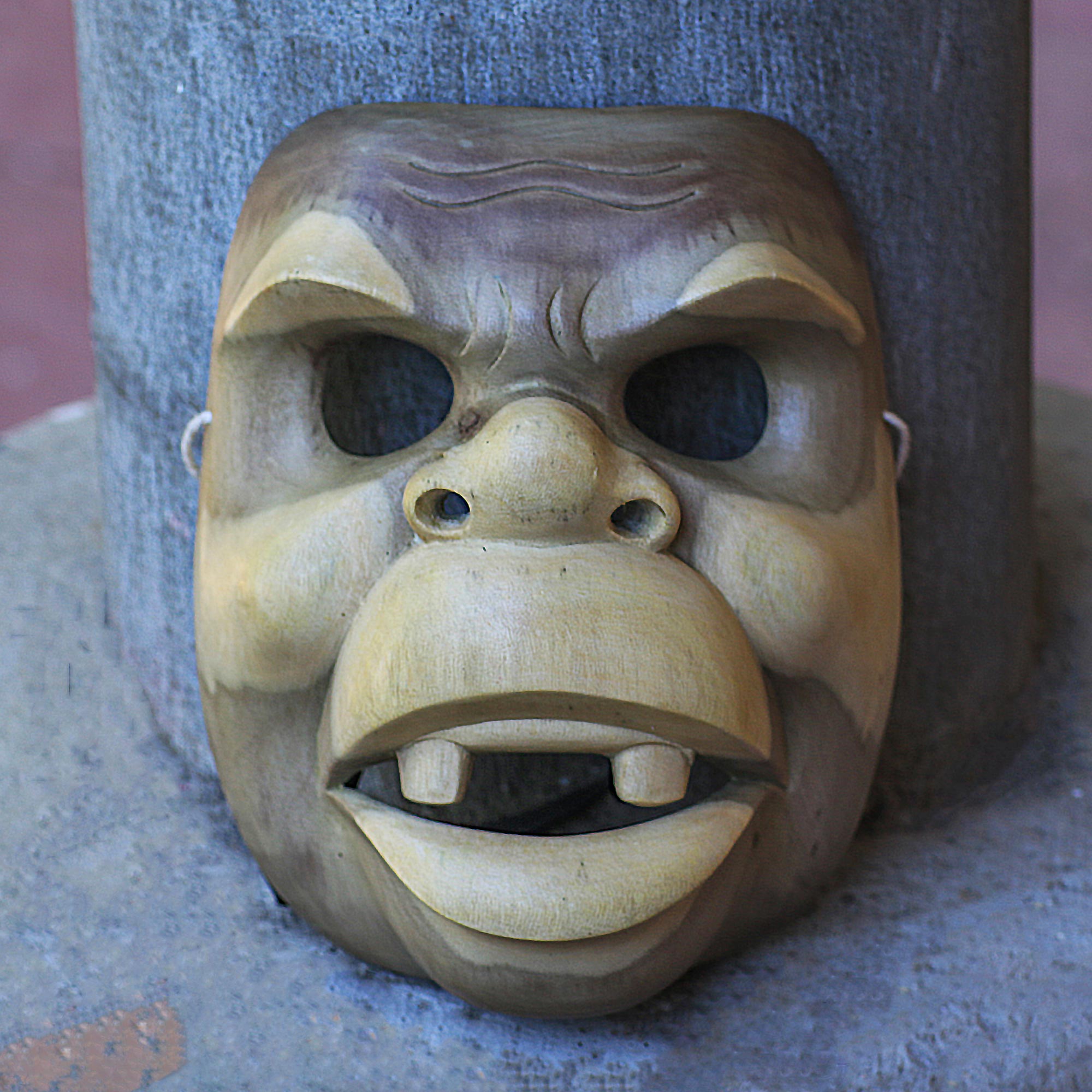 NOVICA Good Clown Handcarved Wood Animal Mask | GreaterGood