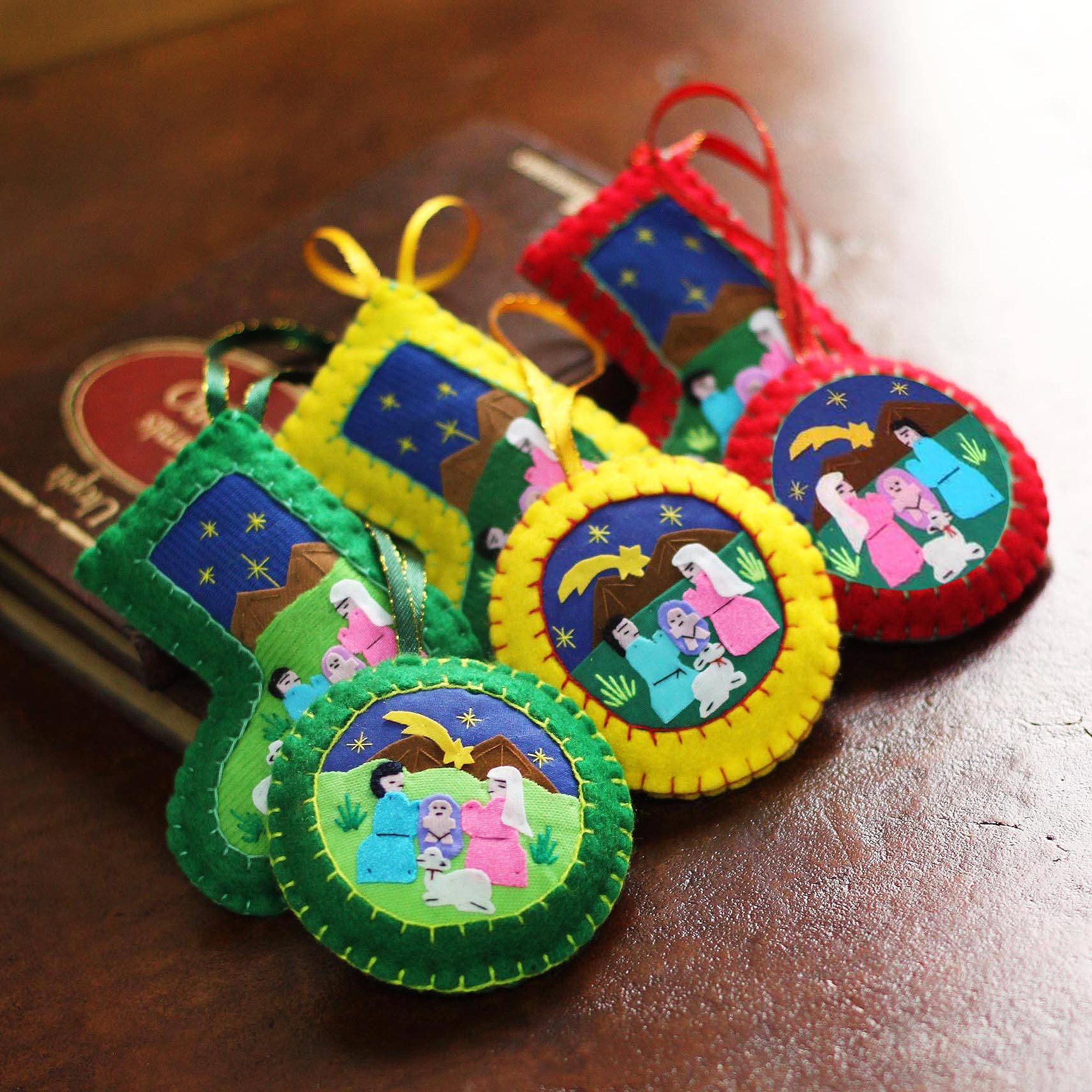 NOVICA Christmas Fiesta Applique Christmas Ornaments Set of 6 Handmade ...