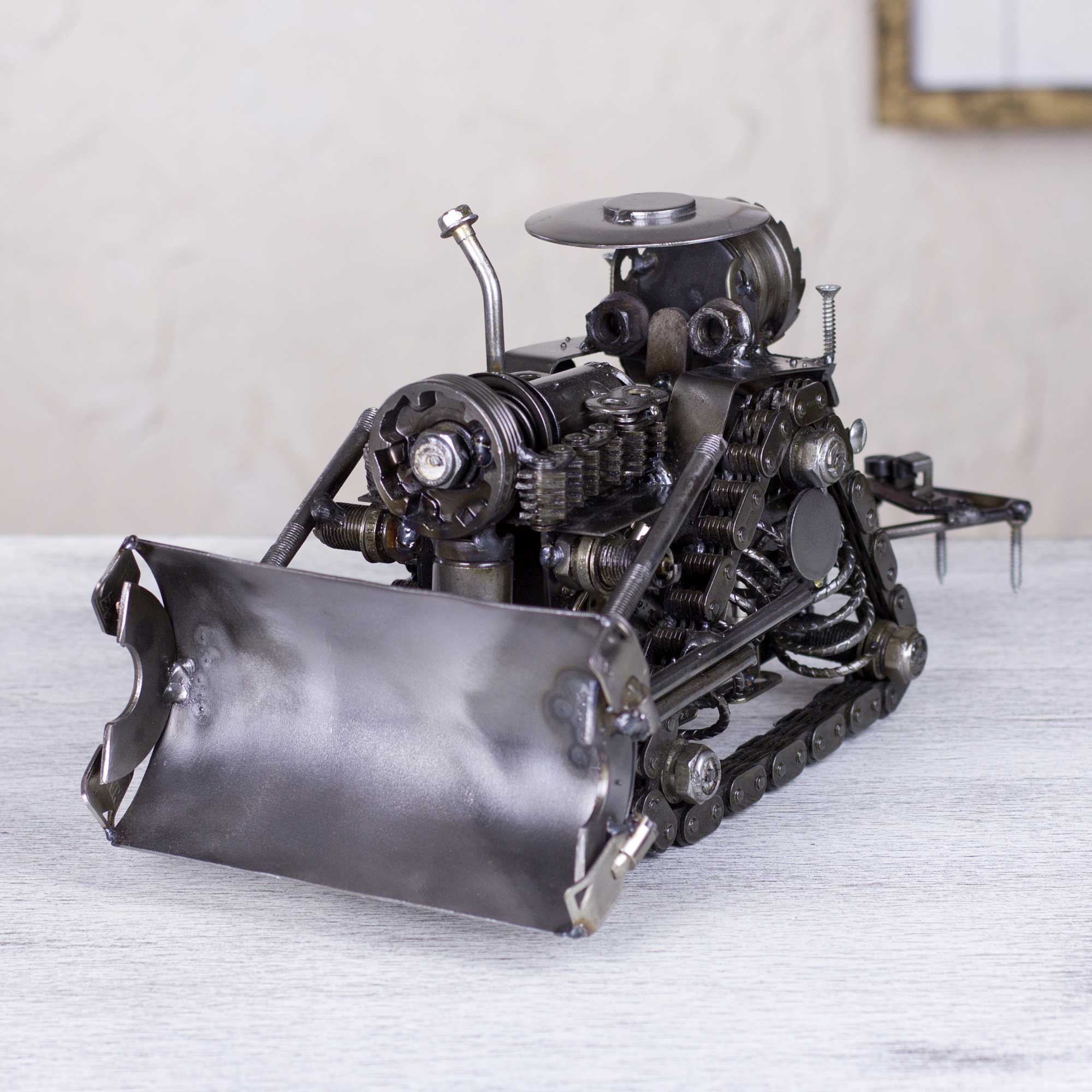 NOVICA Rustic Bulldozer Metallic Metal Sculpture | GreaterGood