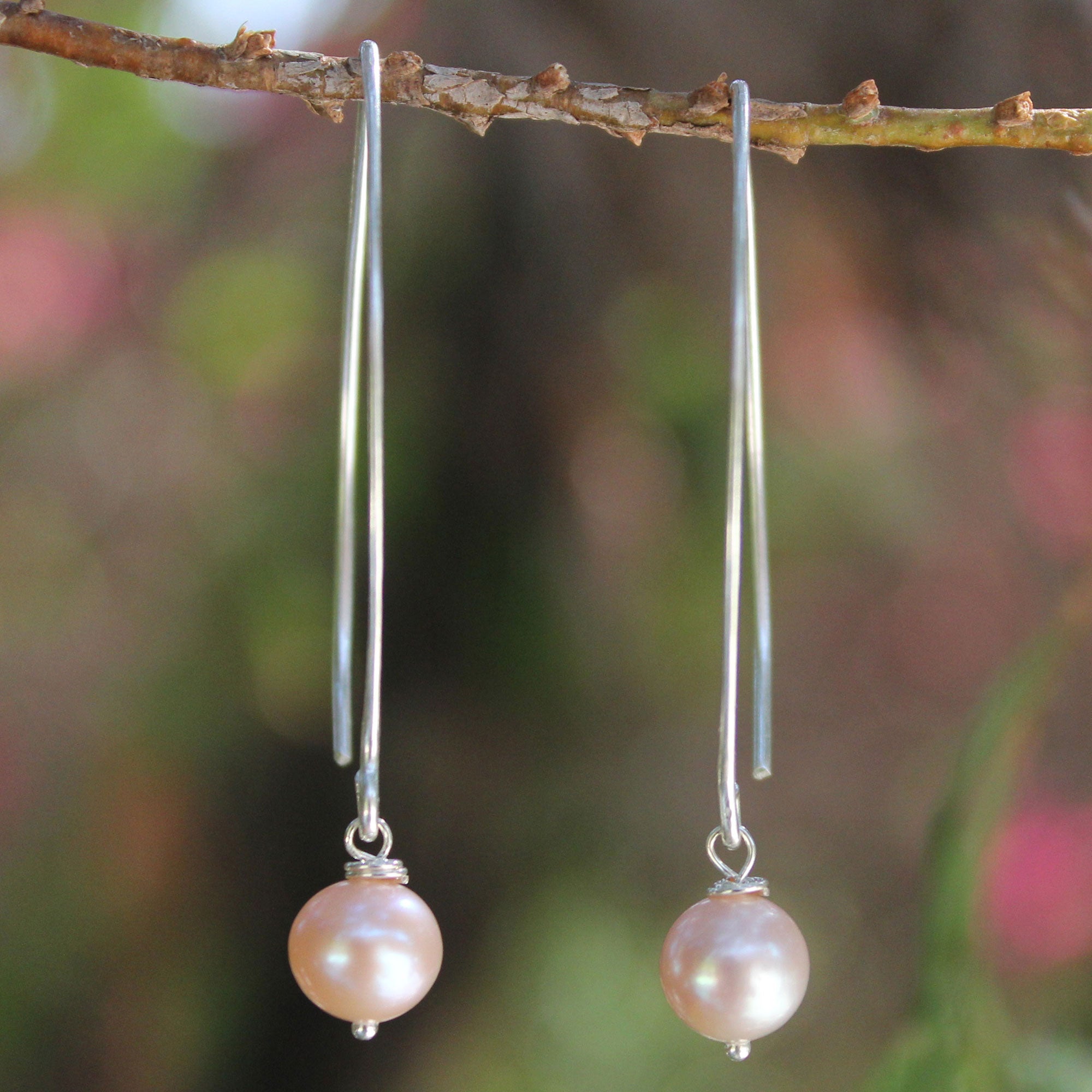 NOVICA Precious Pink Sterling Silver Earrings | GreaterGood