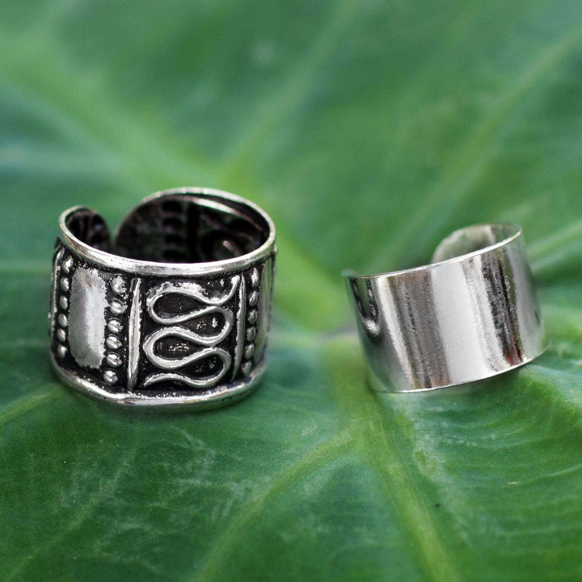 NOVICA Two Epochs Oxidized Silver Ear Cuffs | GreaterGood