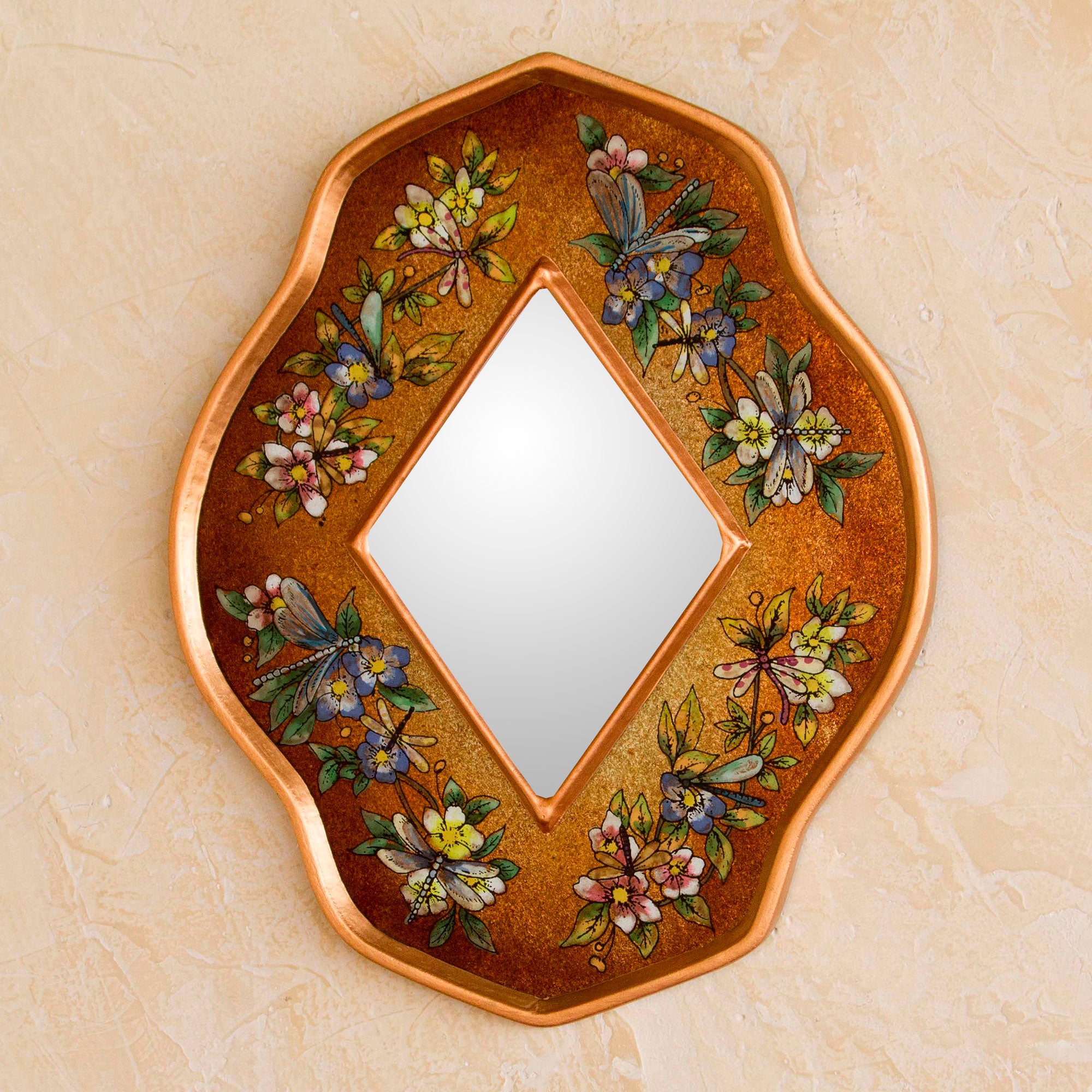 NOVICA Golden Summer Garden Wood Mirror | GreaterGood