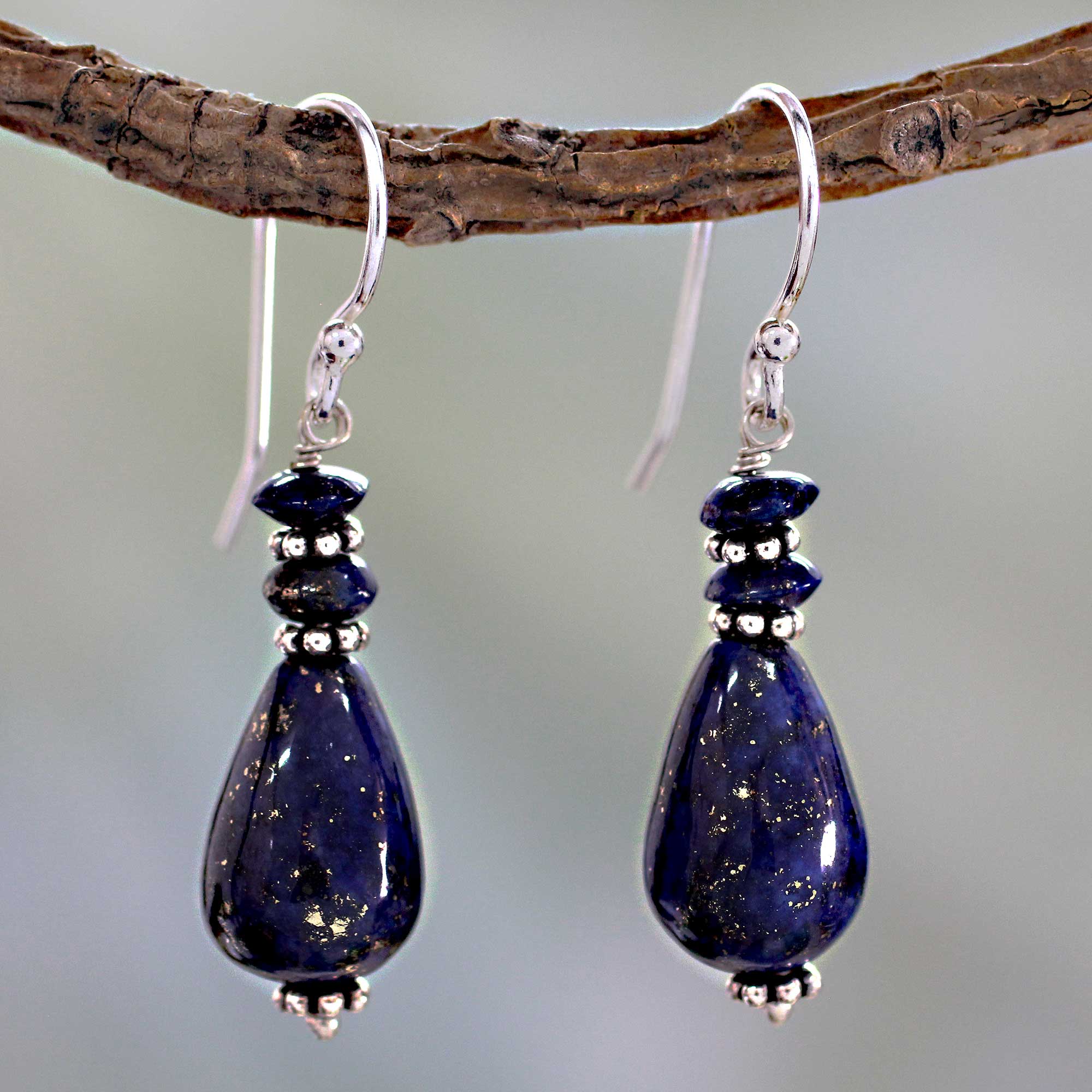 NOVICA Delhi Dusk Lapis Lazuli Earrings | GreaterGood