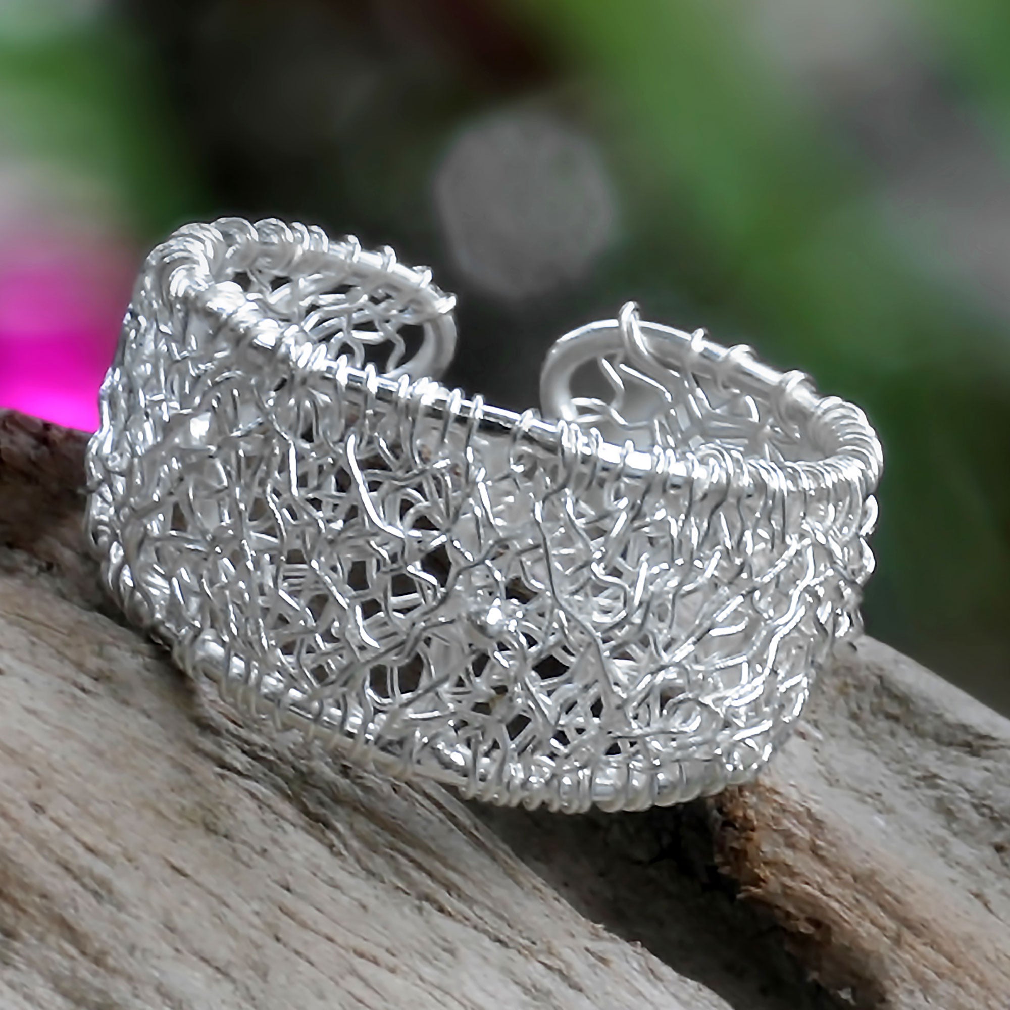 NOVICA Celuk Lace Modern and Abstract Handcrafted Silver Wrap Ring ...