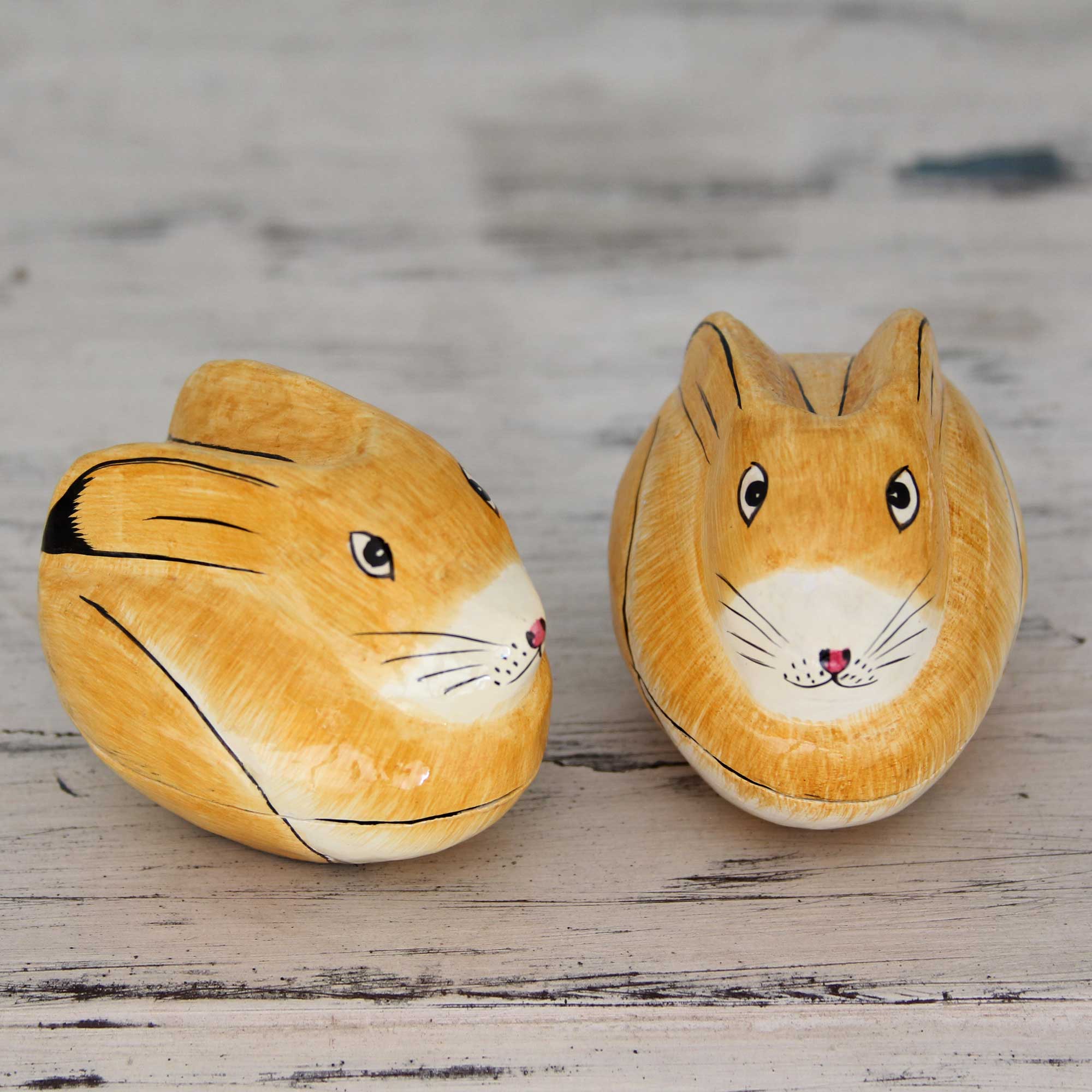 NOVICA Charismatic Rabbits Artisan Crafted Papier Mache Decorative ...