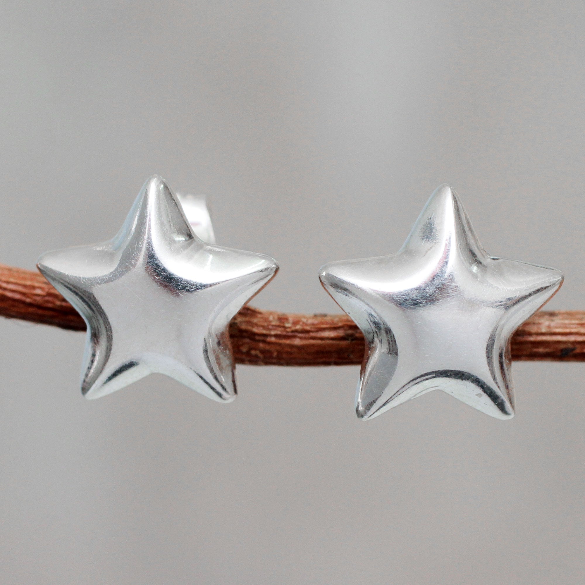 NOVICA Star of the Andes Artisan Crafted Petite Silver Star Shaped Stud ...