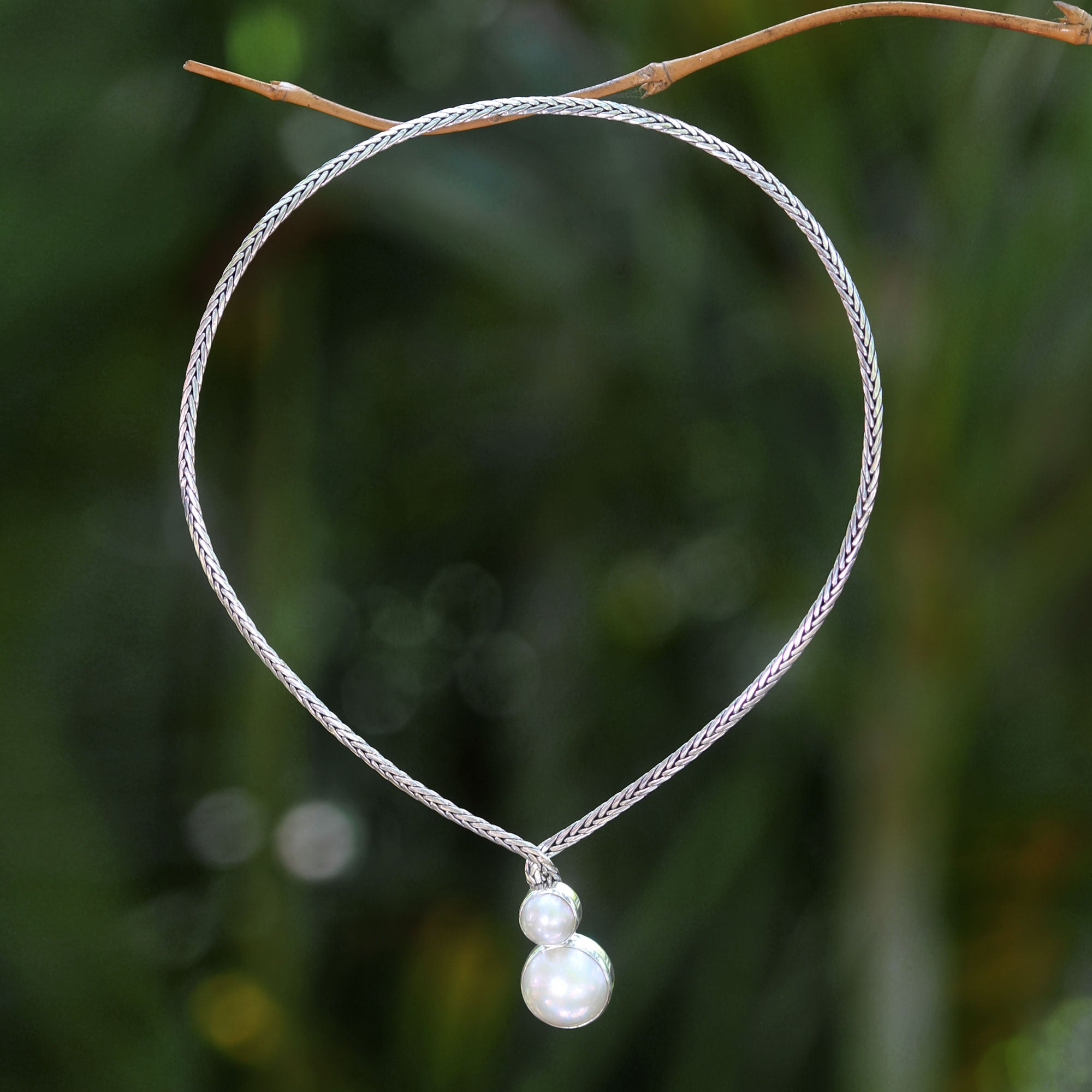 NOVICA Moon's Reflection Mabe Pearl & Silver Necklace | GreaterGood