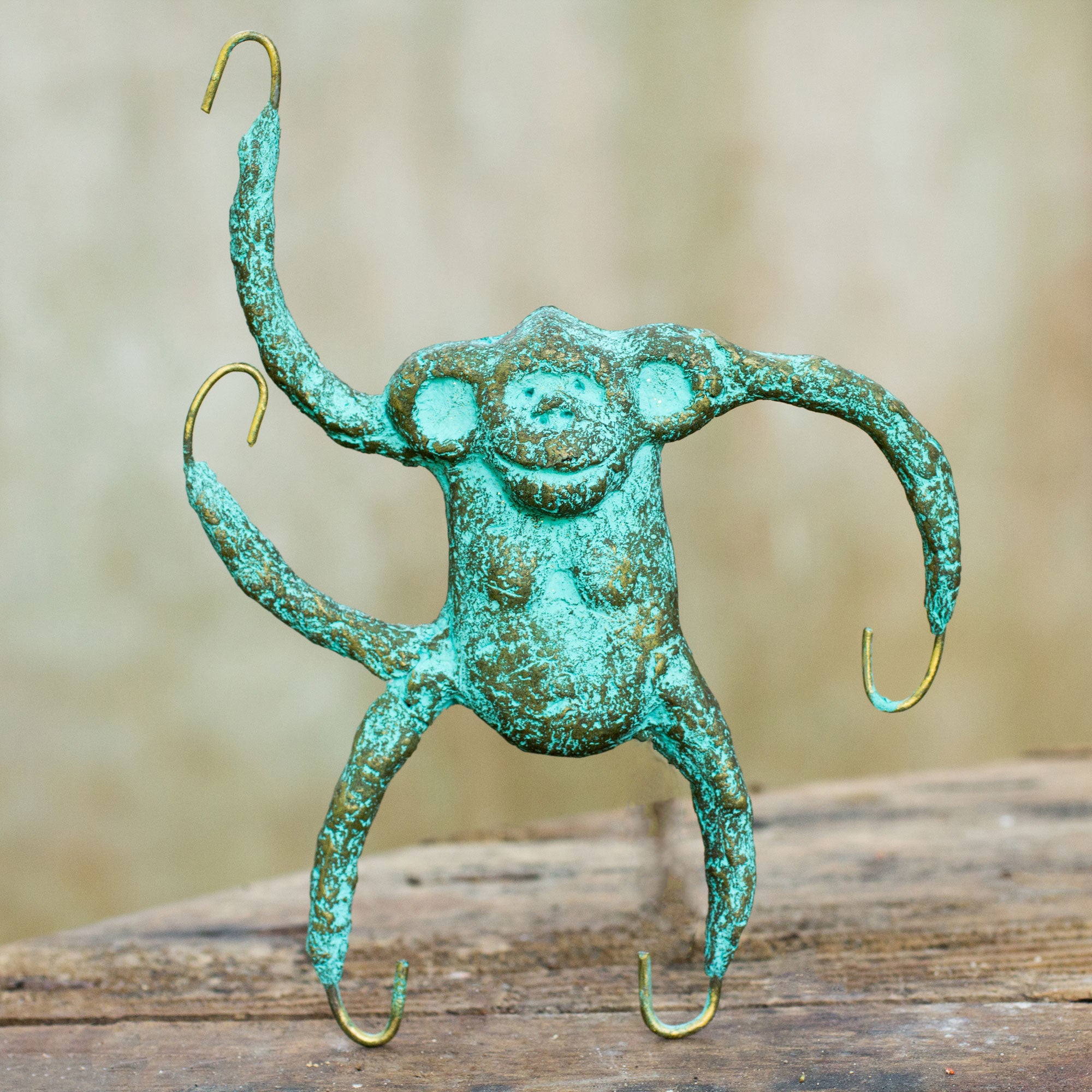 NOVICA Playful Monkey Recycled Paper Monkey Wall Art Sculpture Crafted ...
