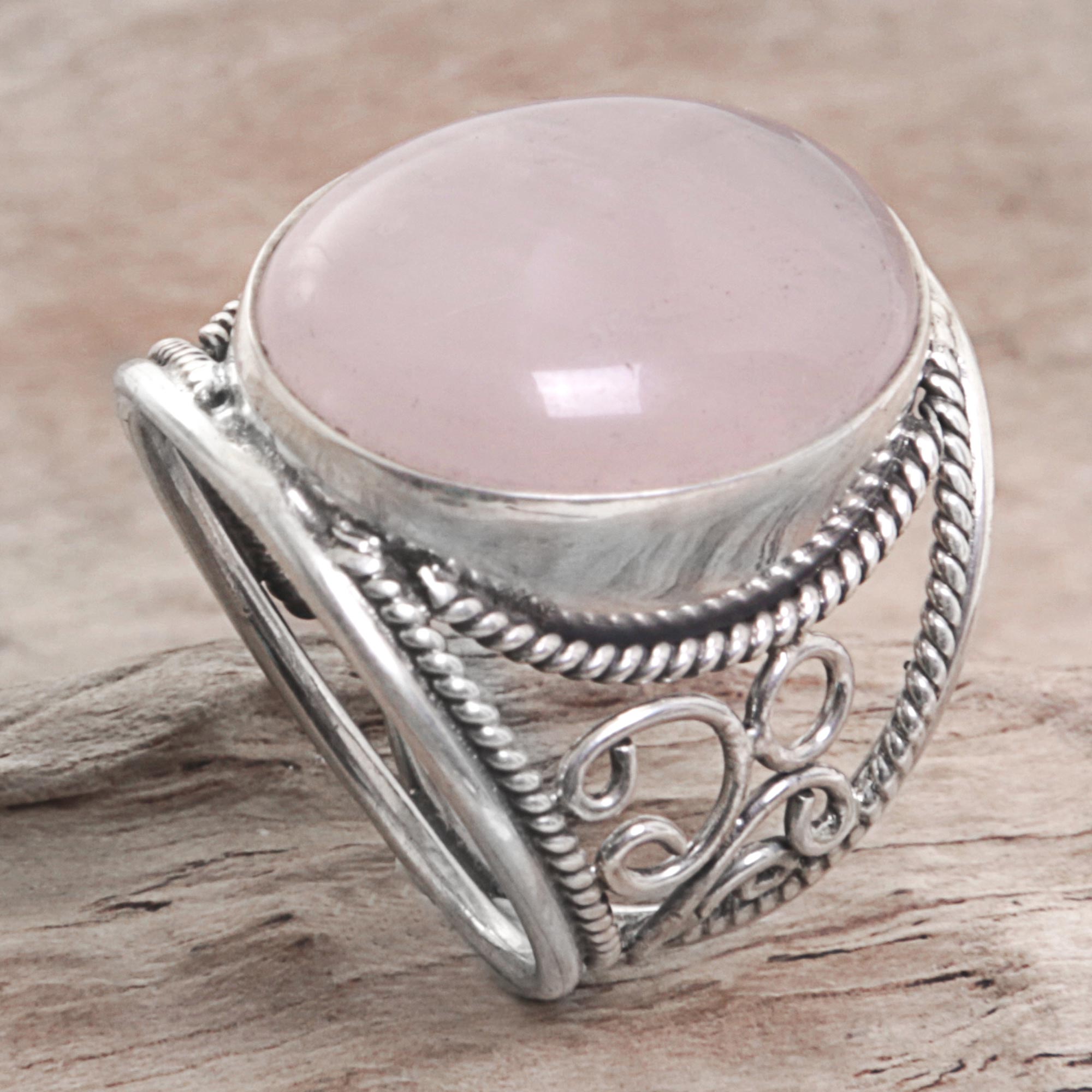 NOVICA Pink Moon Hand Crafted Sterling Silver Ring from Indonesia ...