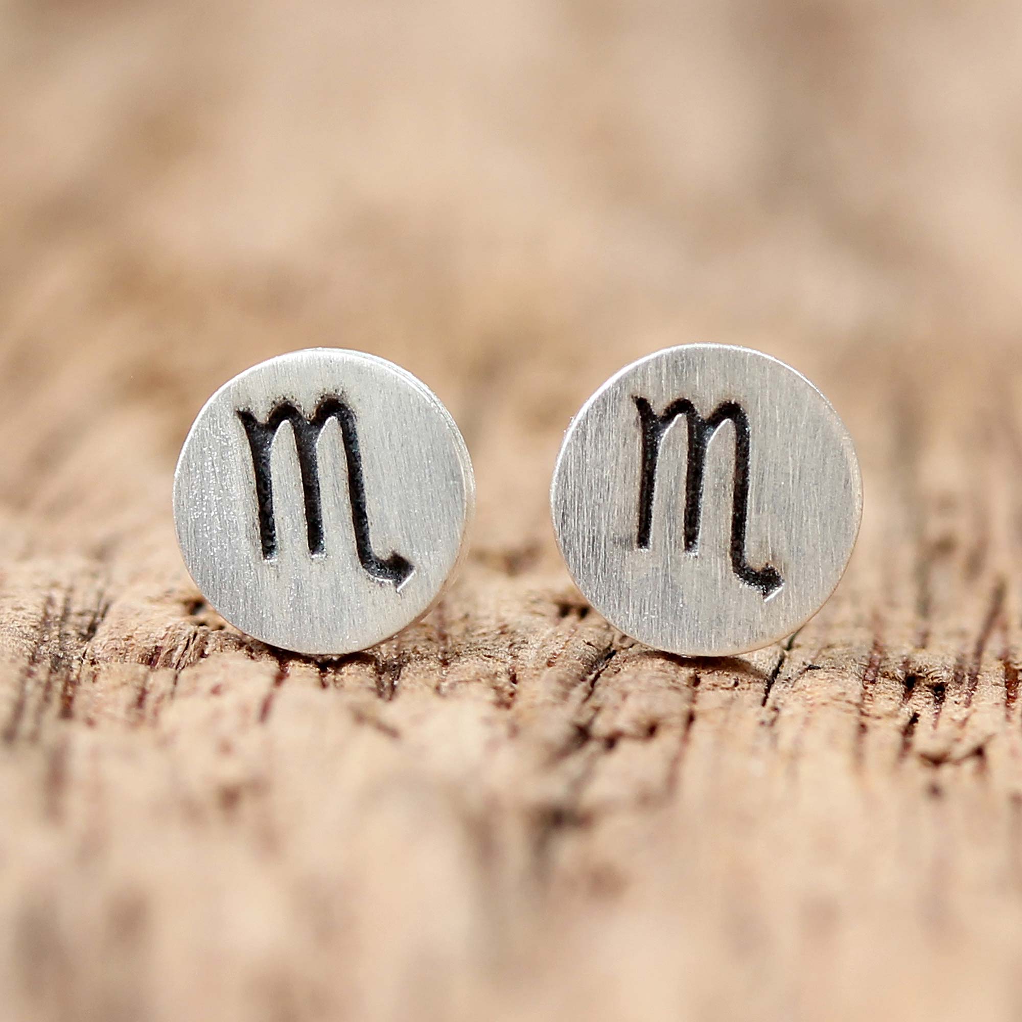 NOVICA Satin Scorpio Sterling Silver Scorpio Stud Earrings from ...
