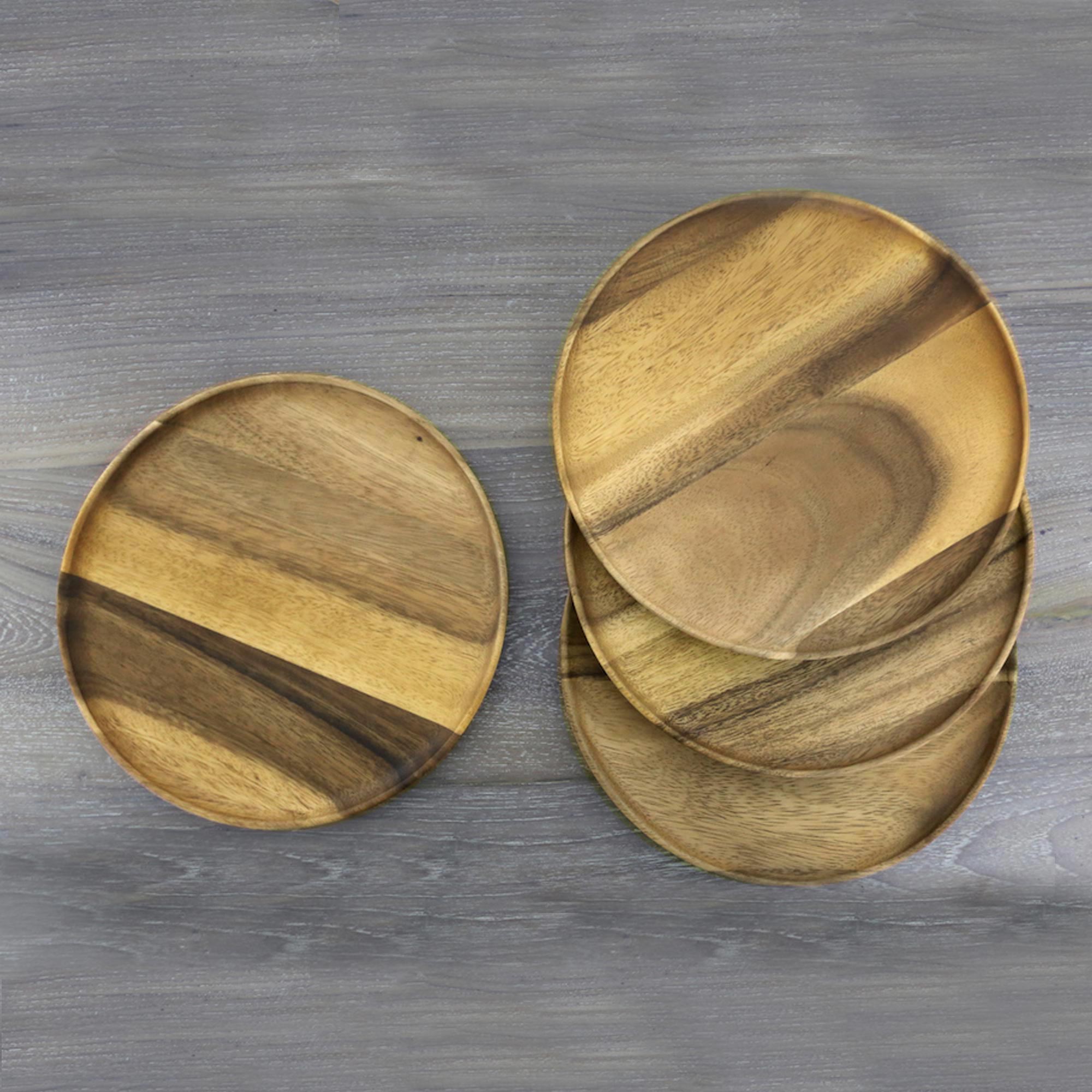 NOVICA Natural Discs Hand Crafted Round Wood Plate Set | GreaterGood
