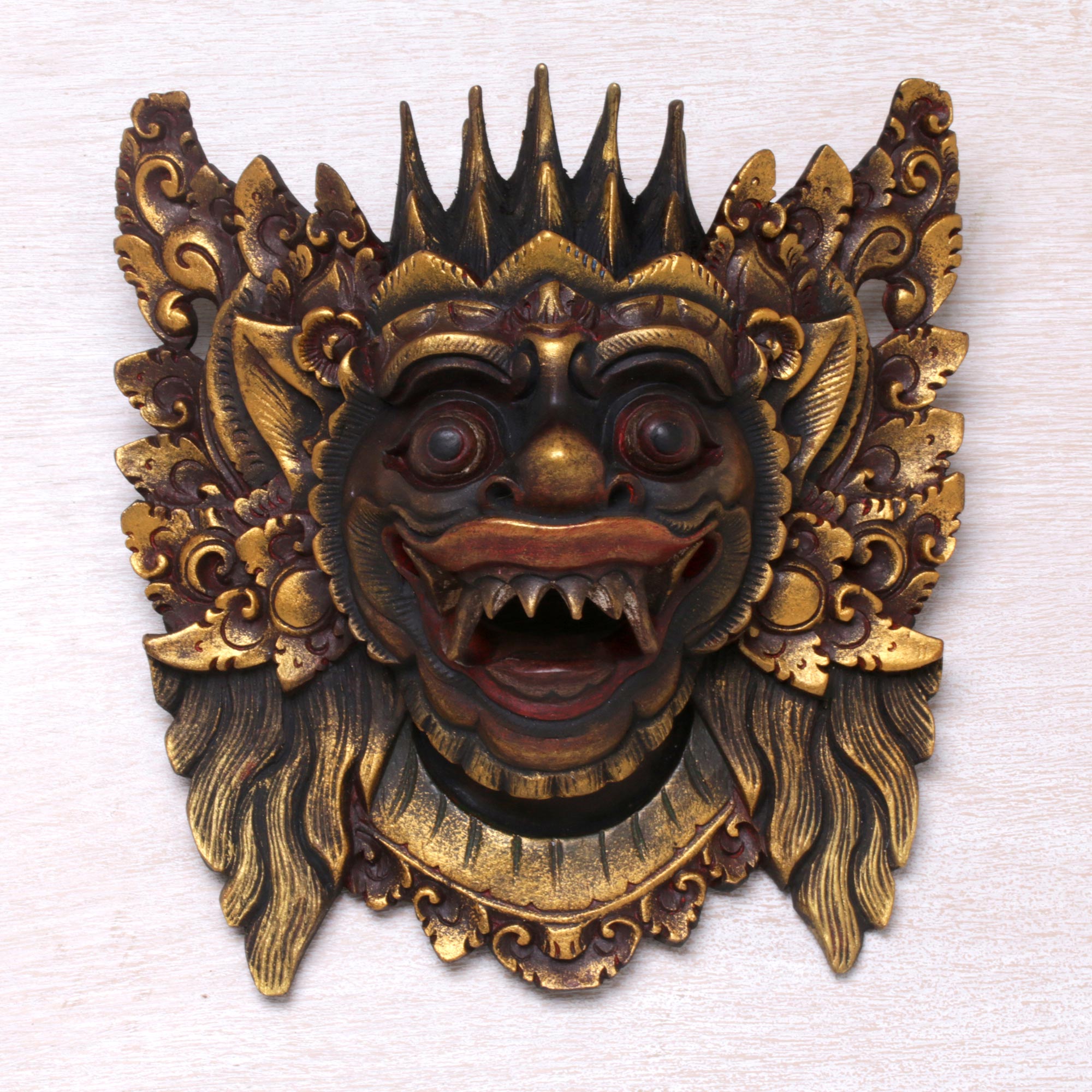 NOVICA Narasinga Decorative Wood Hinduism Mask | GreaterGood
