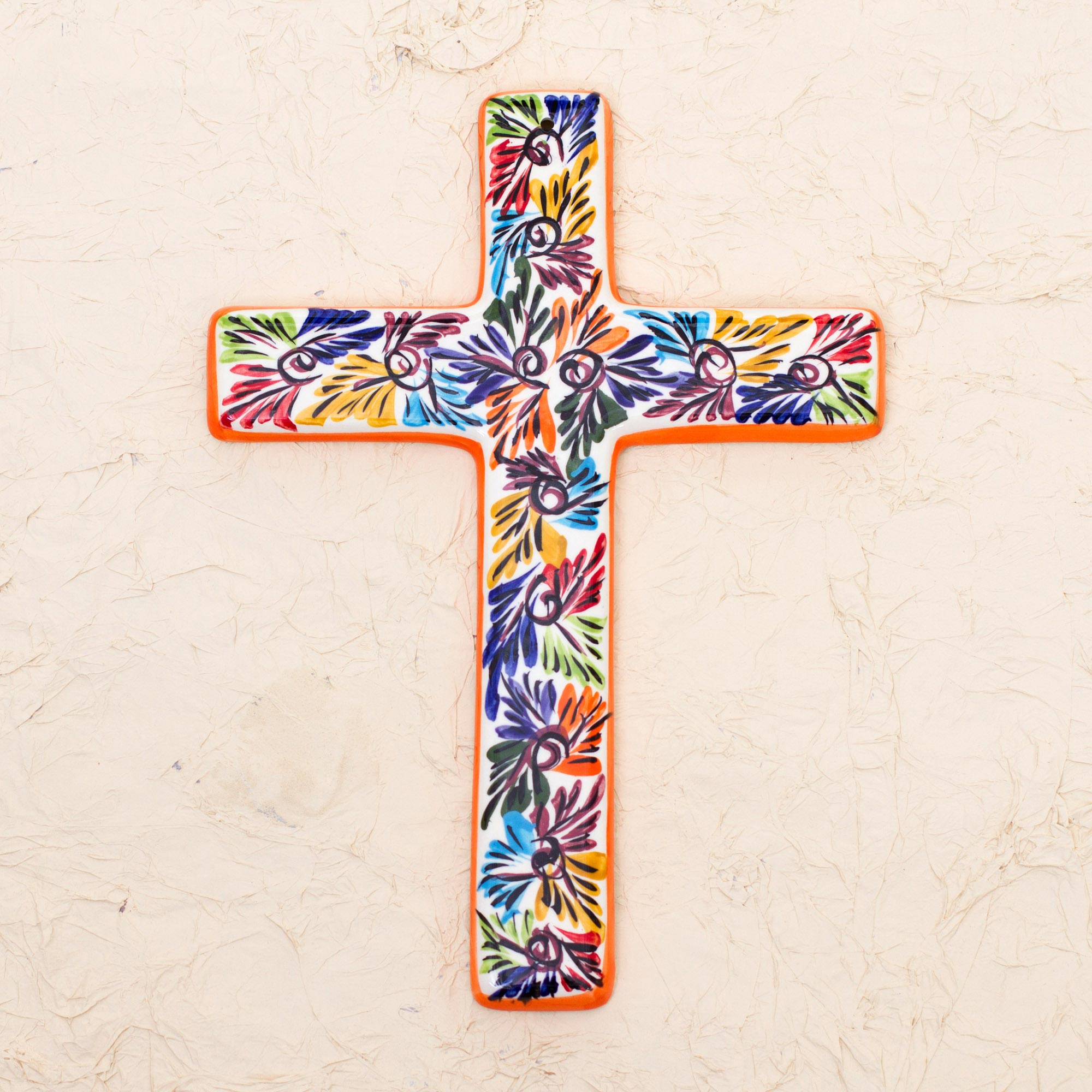 NOVICA Spiritual Fireworks Artisan Crafted Multicolored Ceramic Wall ...