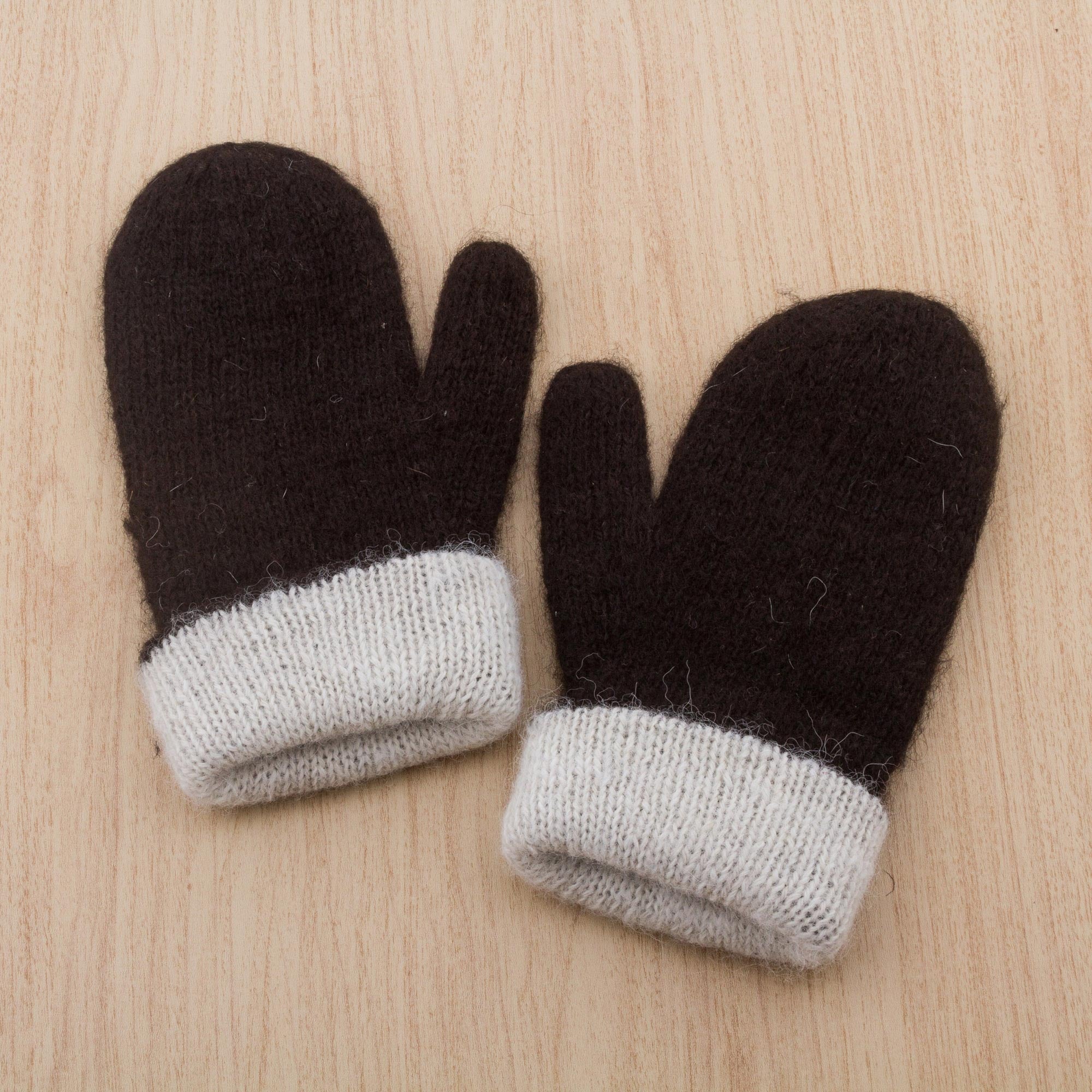 NOVICA Striking Contrast Peruvian Reversible 100% Alpaca Black and ...
