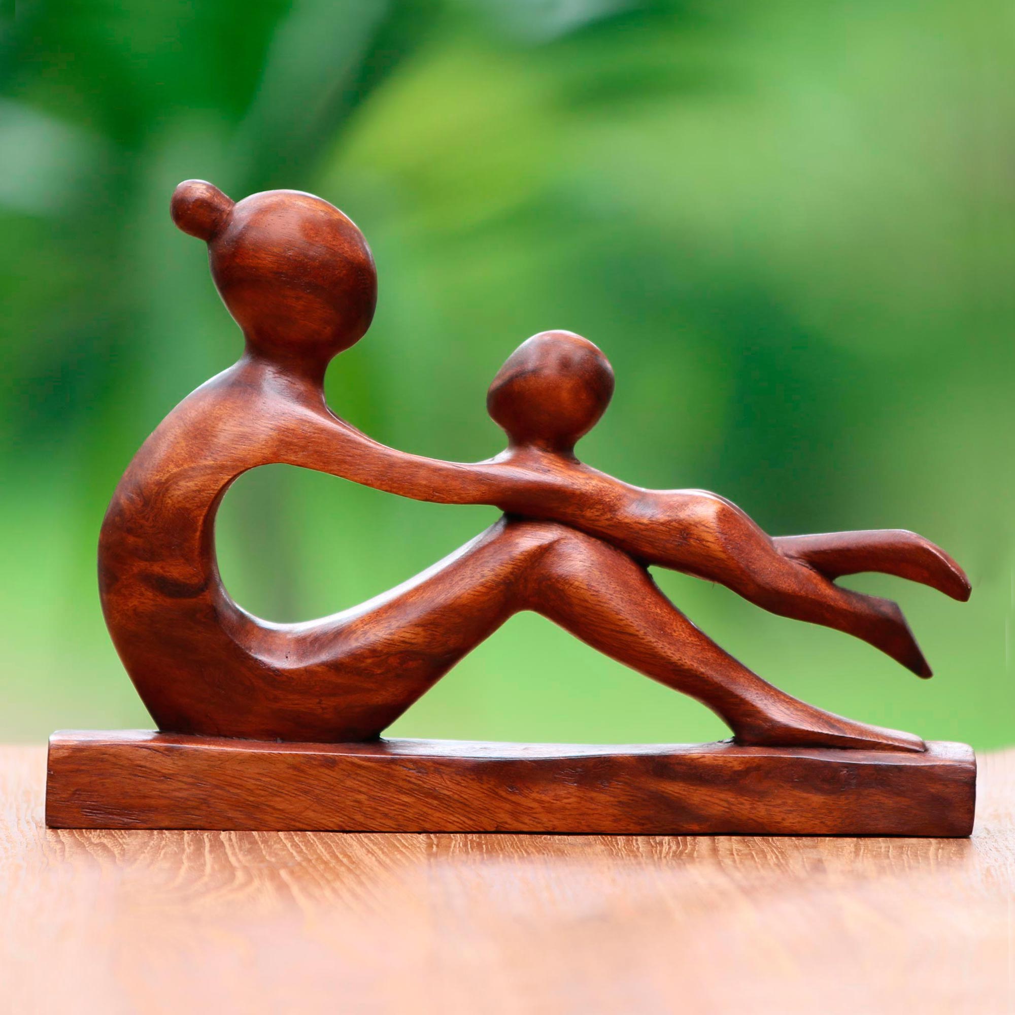 NOVICA Playful Mother Wood Sculpture | GreaterGood