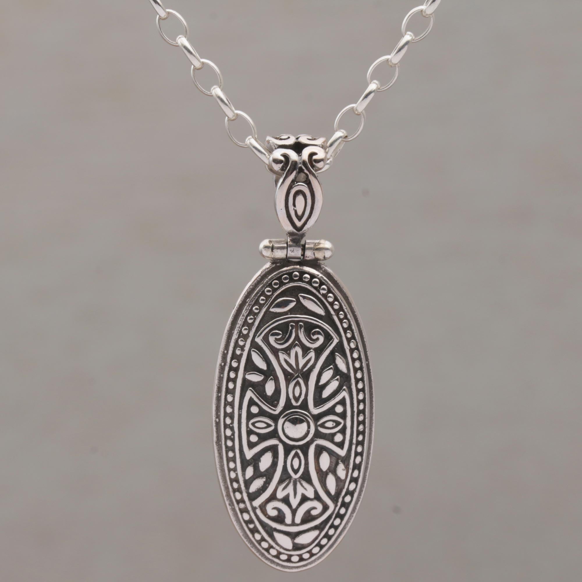 NOVICA Shield of Bravery Sterling Silver Necklace with Cross Pendant ...