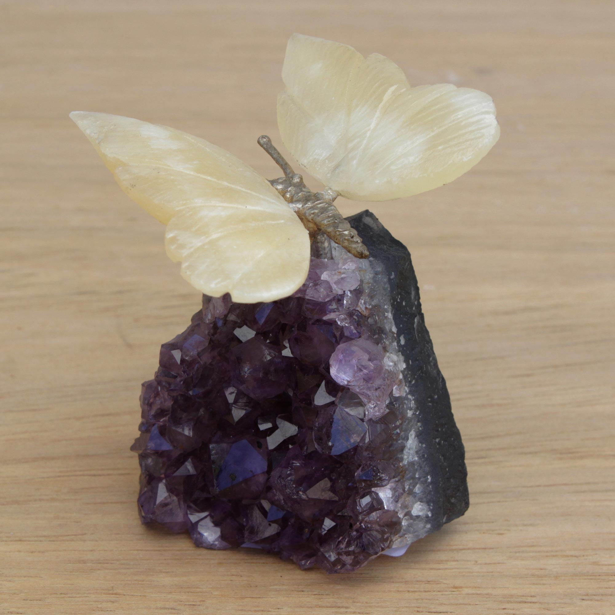 NOVICA Honeyed Butterfly Gemstone Butterfly Sculpture in Honey Calcite ...