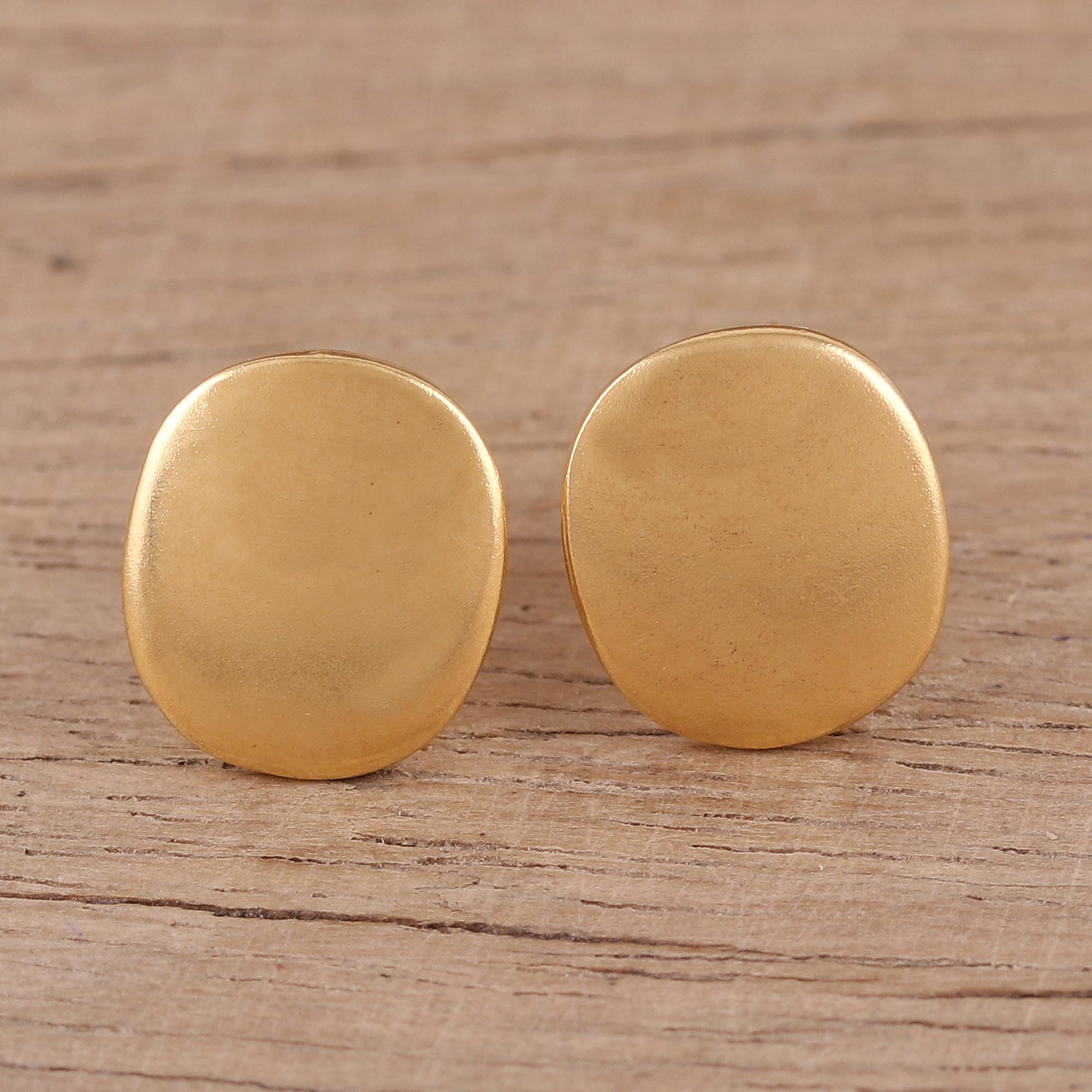 Vibrant Buttons Handmade 22k Gold Plated Sterling Silver Stud Earrings ...