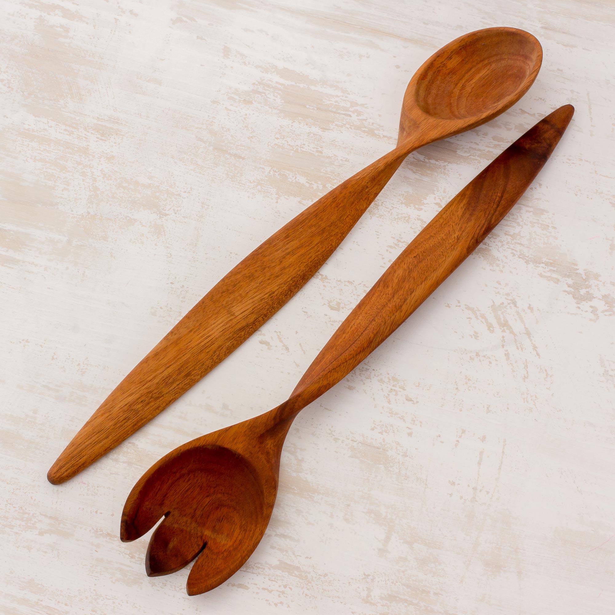 Twist of Nature Handcrafted Caoba Wood Salad Servers from Nicaragua ...
