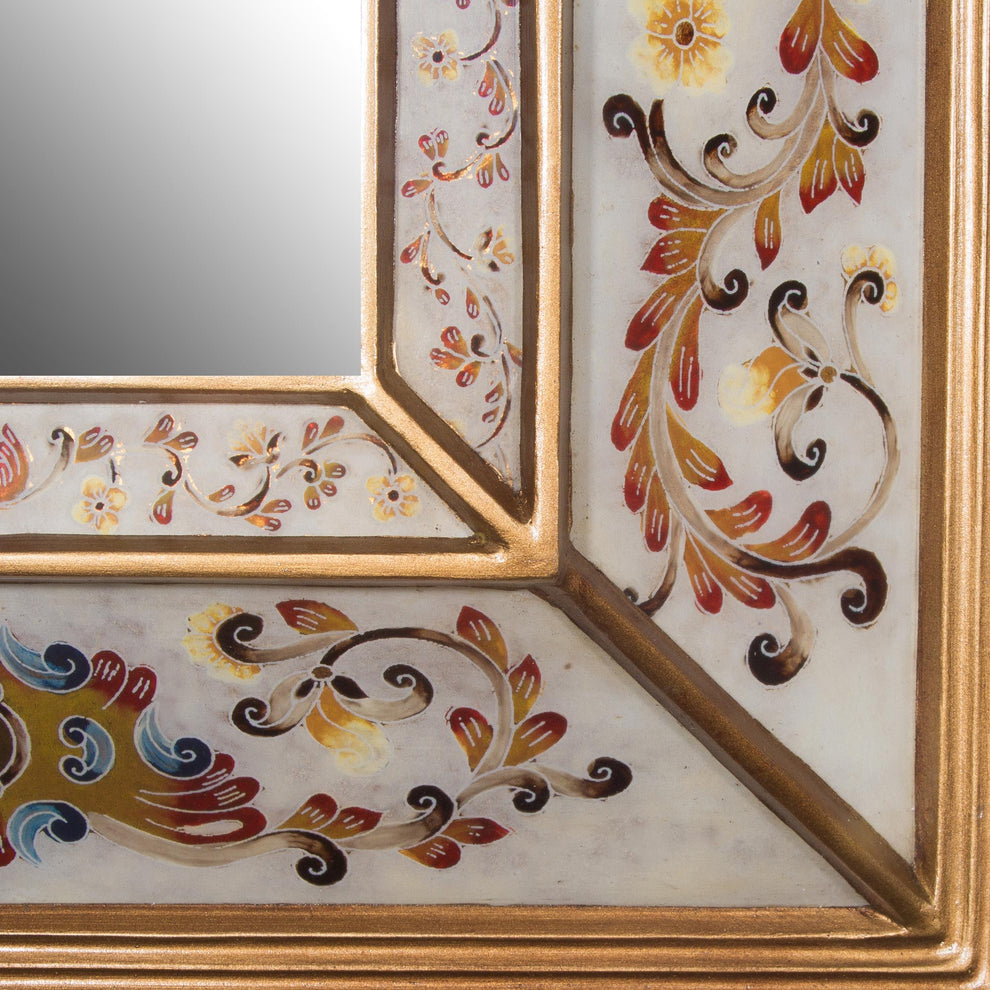 NOVICA Regal Majesty Floral Reverse-Painted Glass Wall Mirror from Peru ...