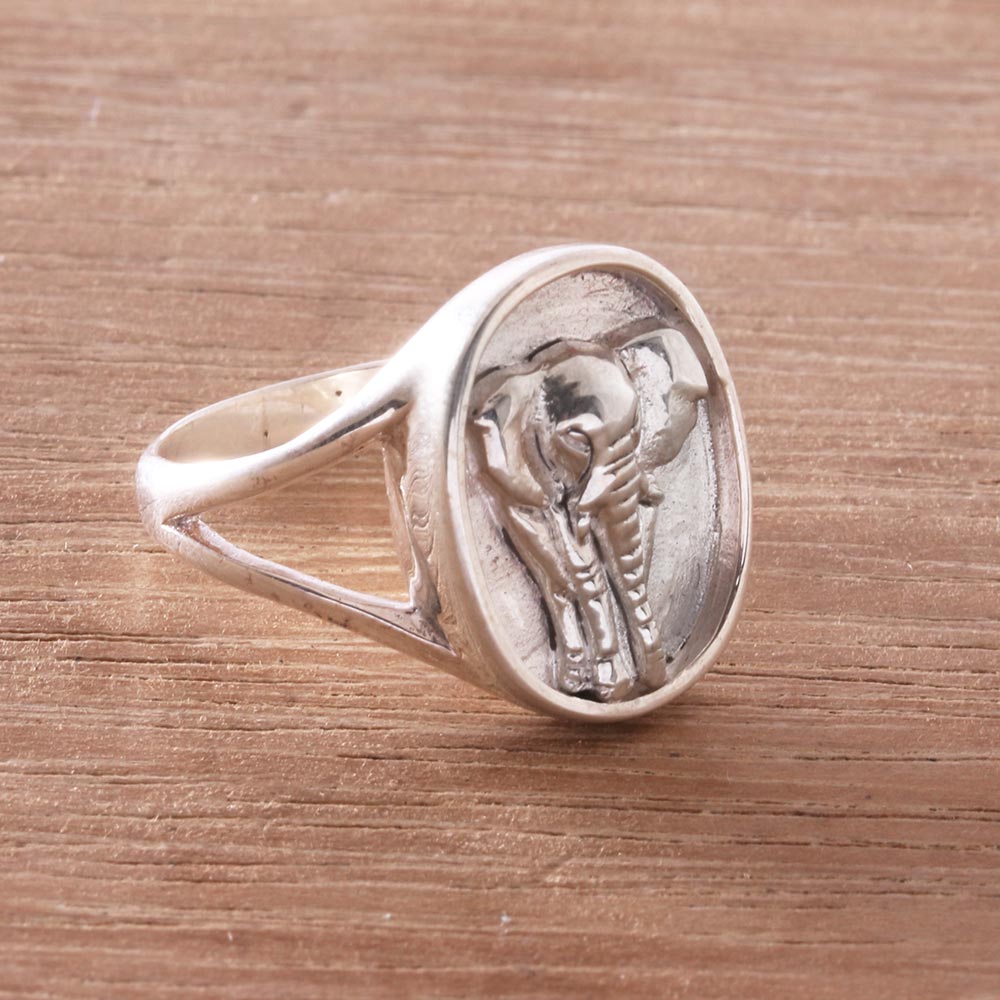 Elephant Traipse Sterling Silver Elephant Signet Ring from Bali ...