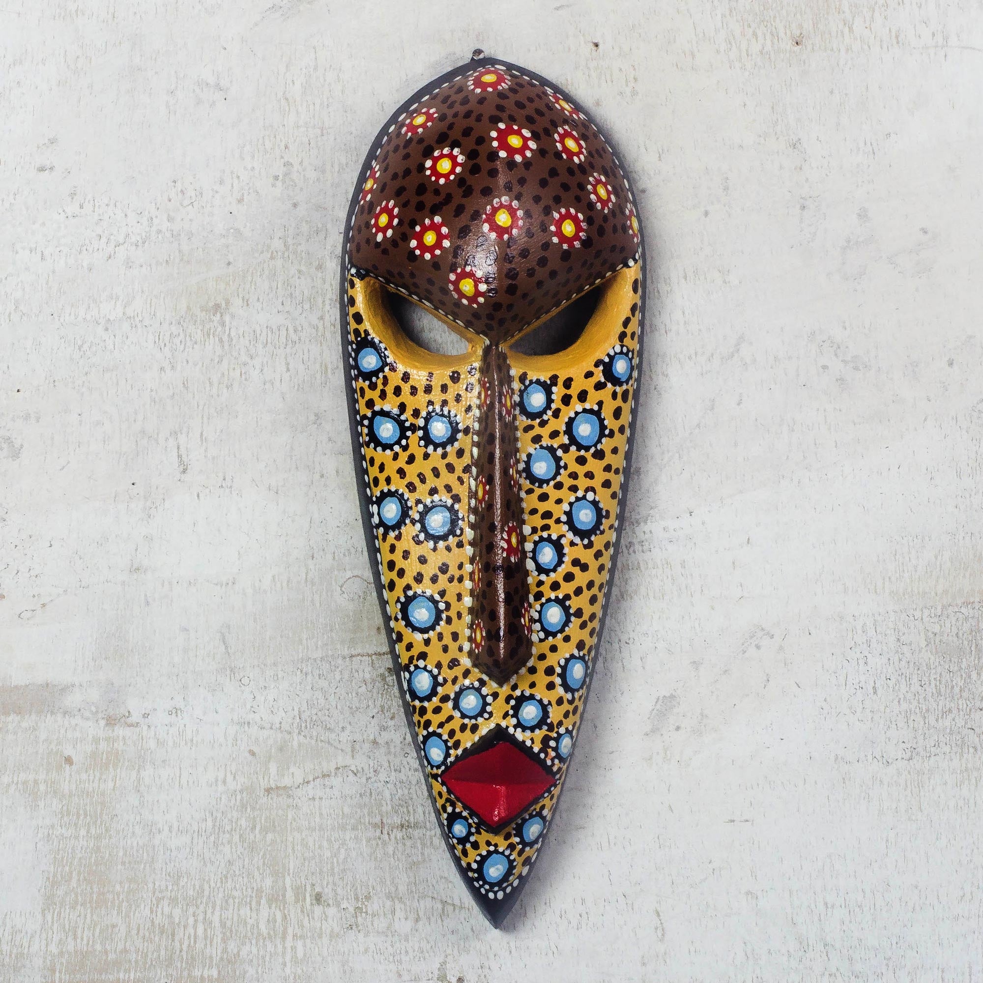 NOVICA Color of Love Artisan Crafted Painted African Mask from Ghana ...