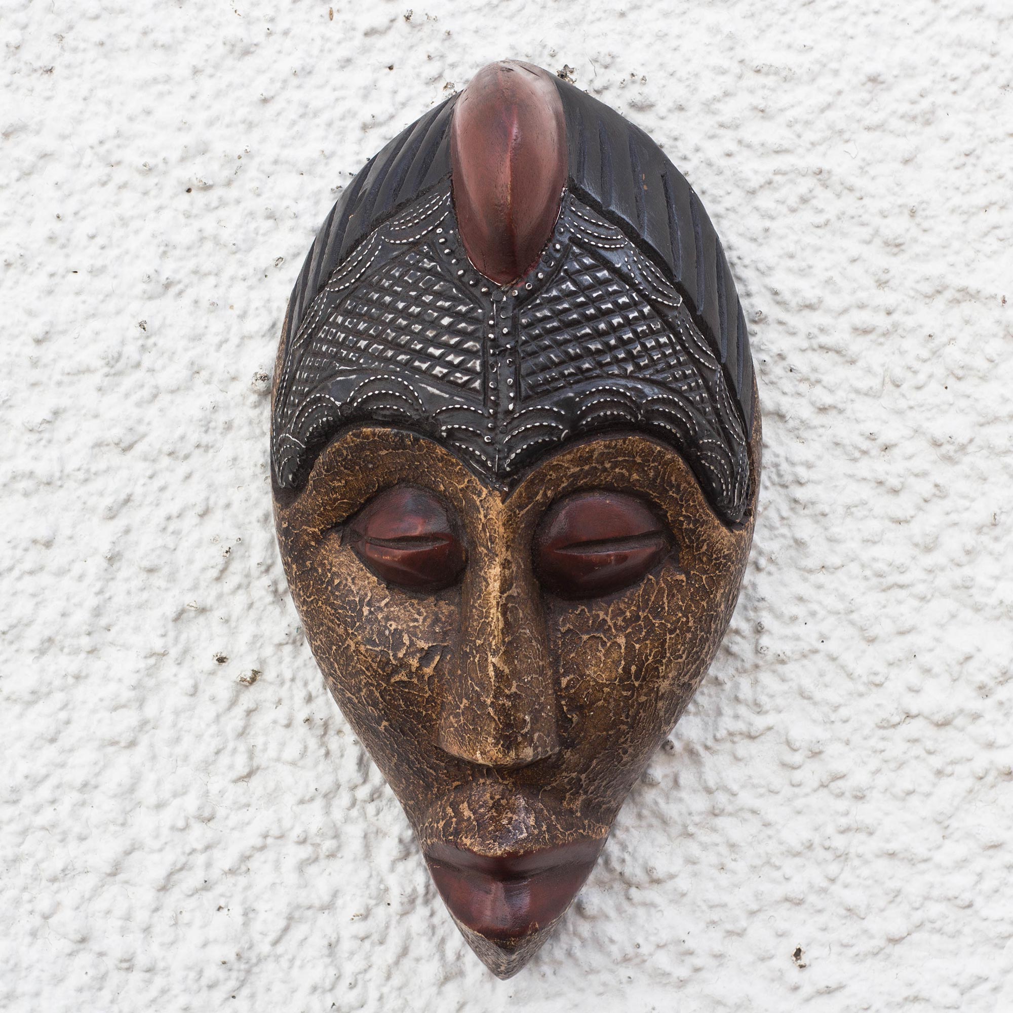 NOVICA Gleaming Face Brass and Aluminum Accented African Wood Mask from ...