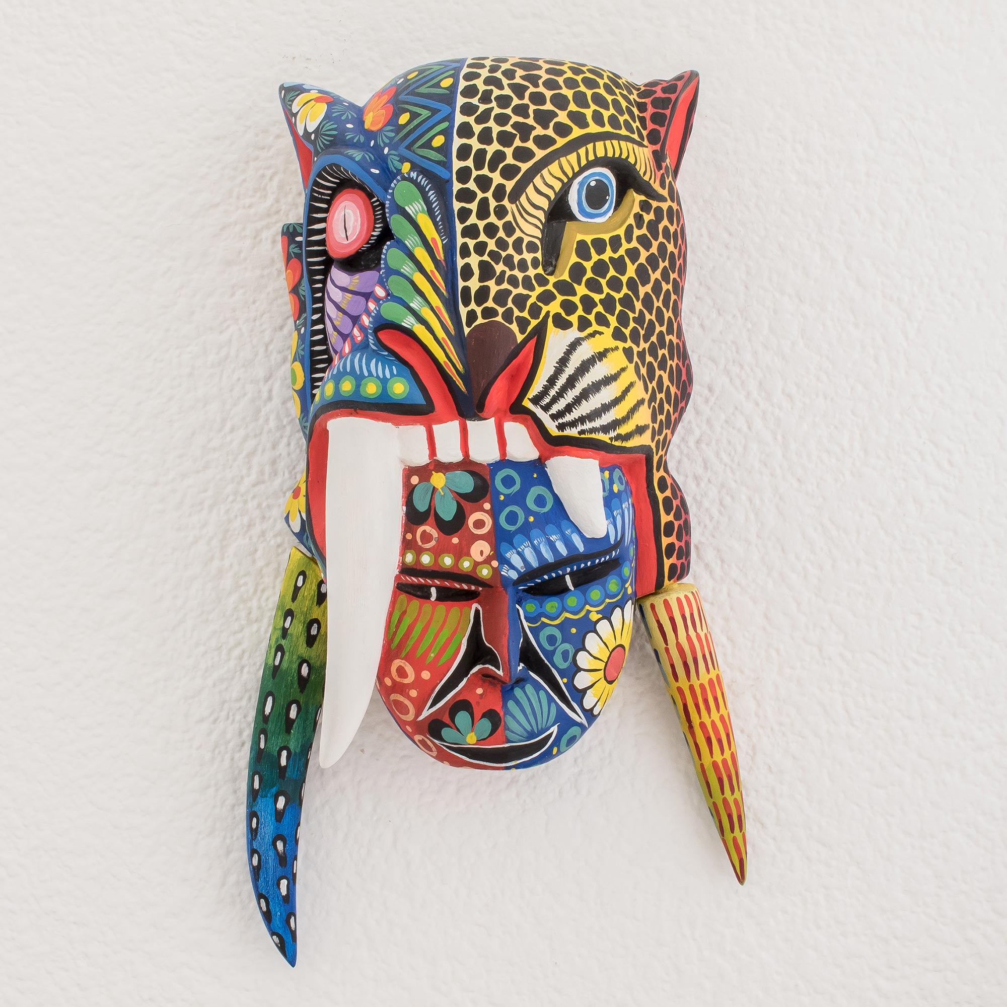 NOVICA Mayan Warrior Hand-Painted Wood Mayan Warrior Mask from ...