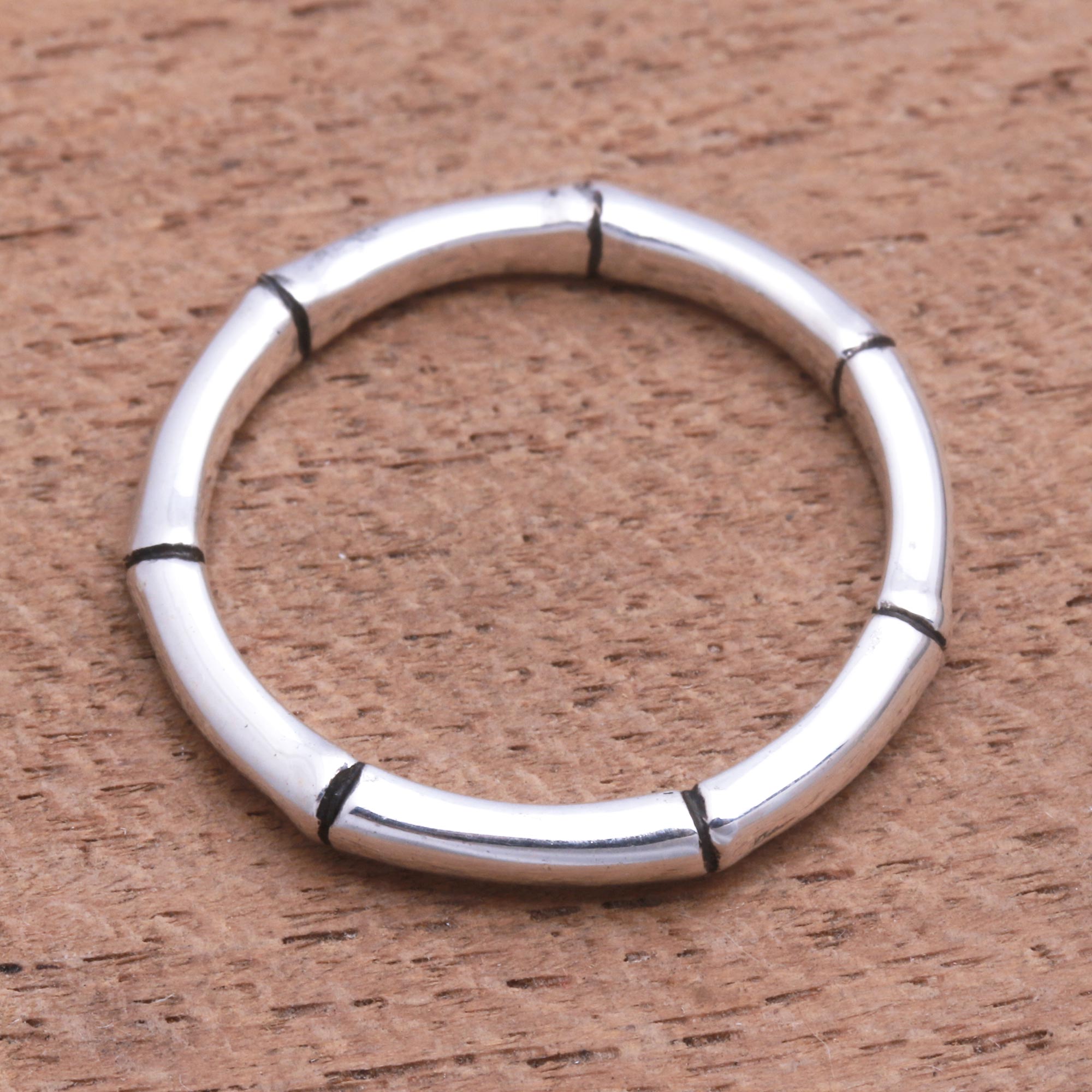 Bamboo Regeneration' Handcrafted Bamboo Motif Sterling Silver Band Rin | GreaterGood