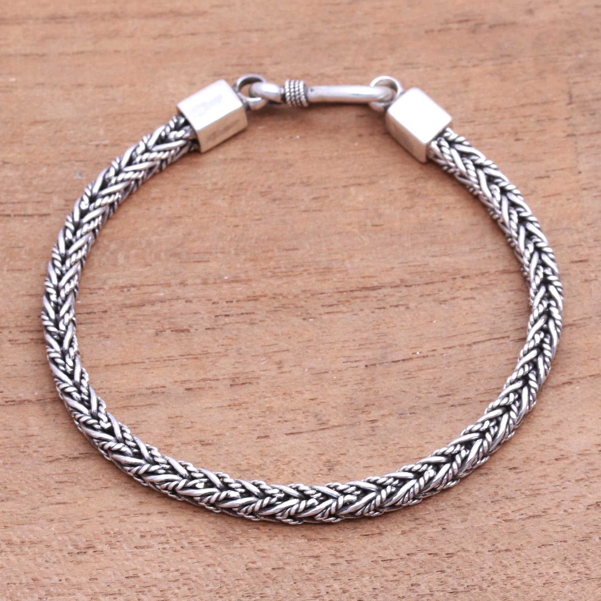 Foxtail Rope Sterling Silver Foxtail Chain Bracelet from Bali | GreaterGood