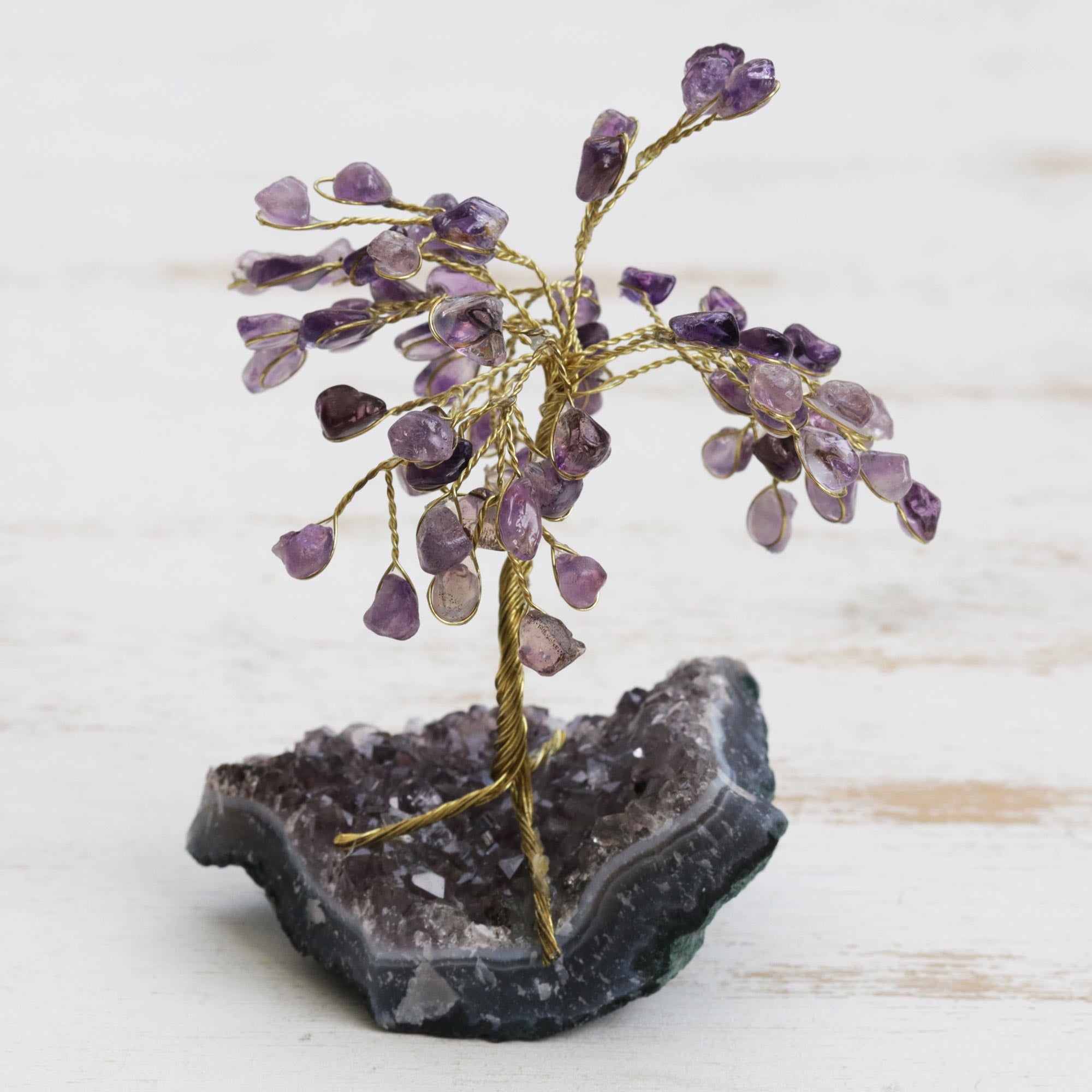 NOVICA Little Tree Amethyst Gemstone Tree Sculpture from Brazil ...